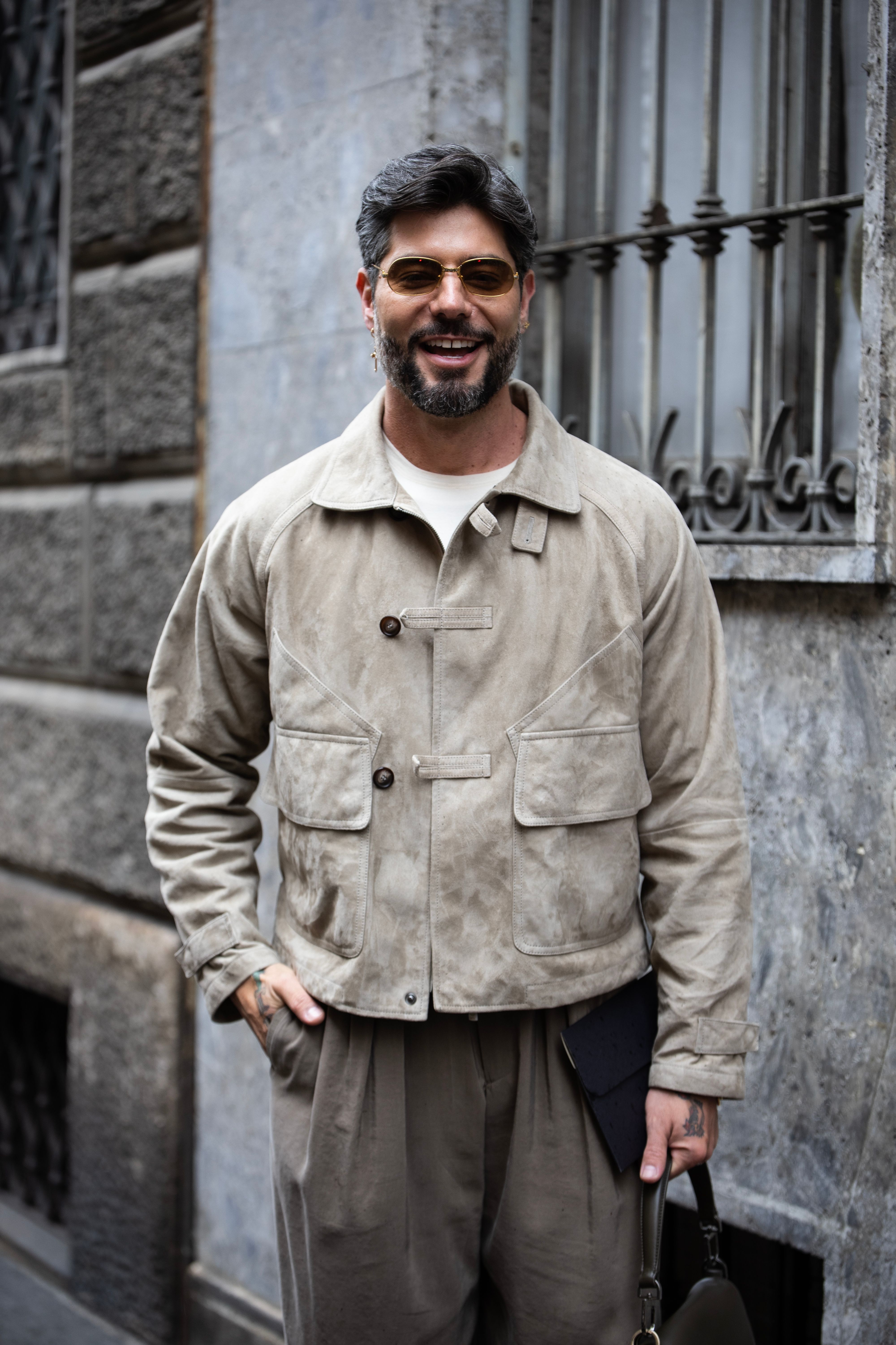 Stylish Man in Beige Jacket on Milan Street · Free Stock Photo