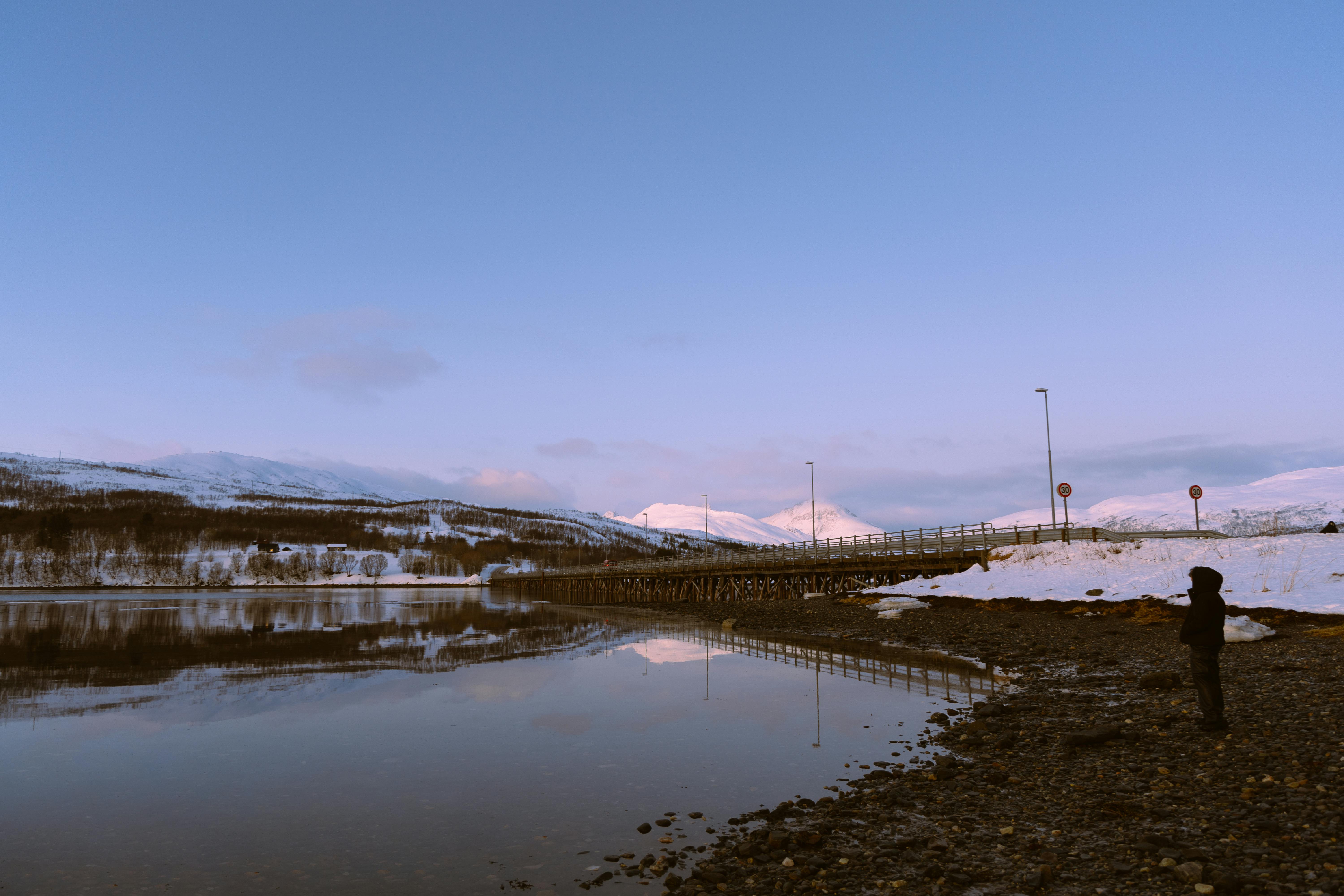 Winter Landscape with a Bridge in Troms, Norway · Free Stock Photo