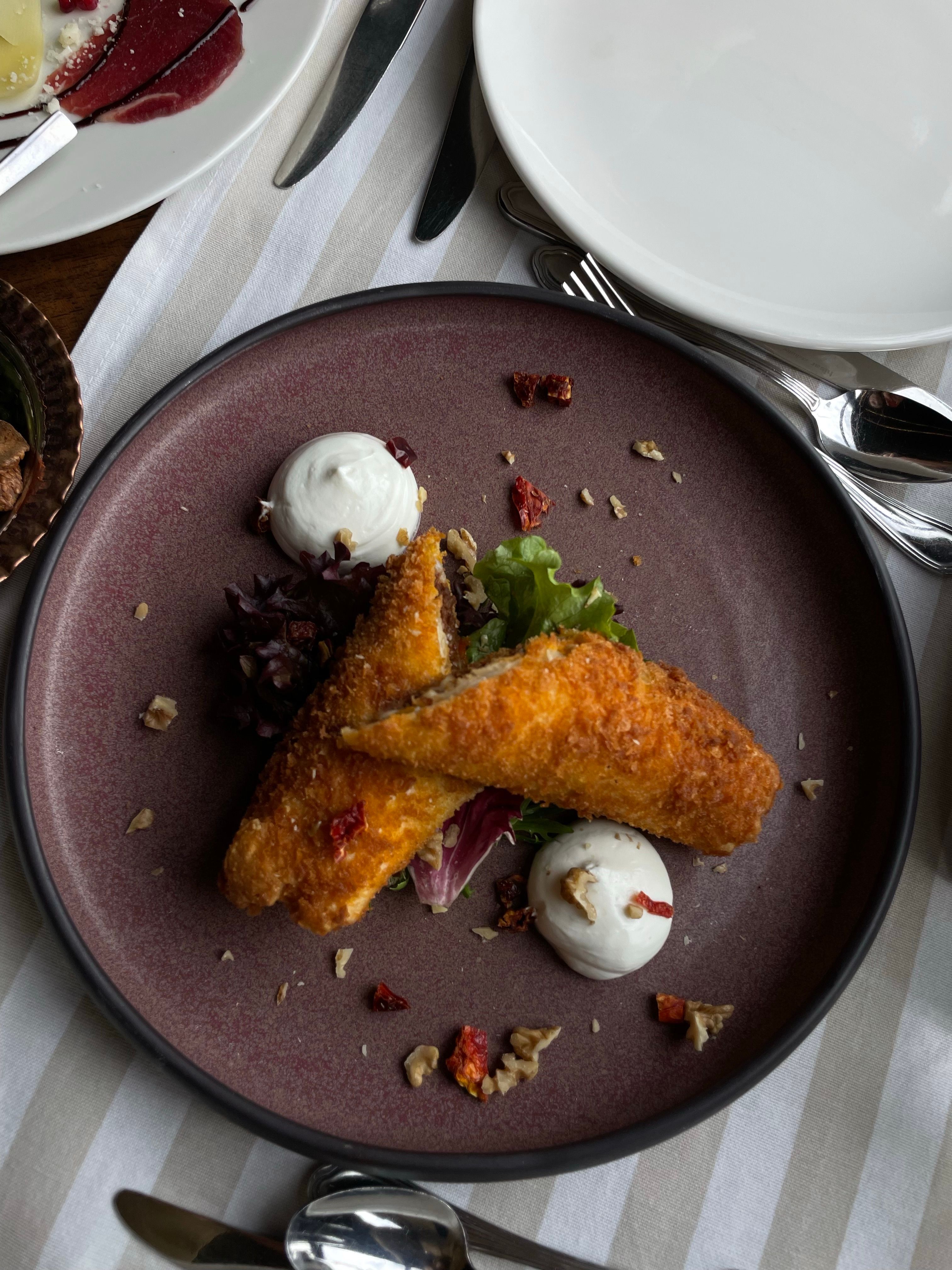 Crispy Fried Fish with Cream Cheese and Salad · Free Stock Photo