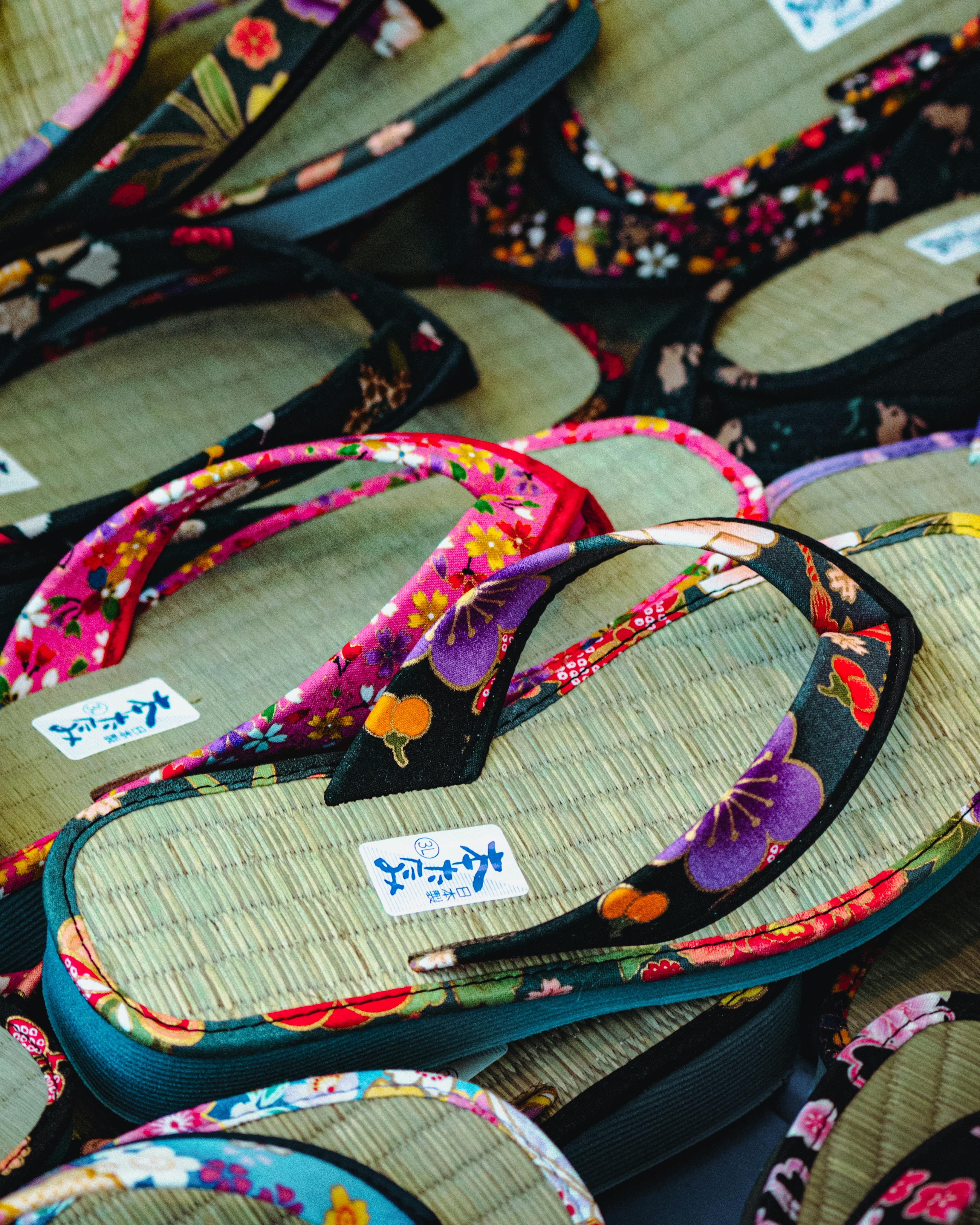 Colorful Traditional Japanese Sandals Display · Free Stock Photo
