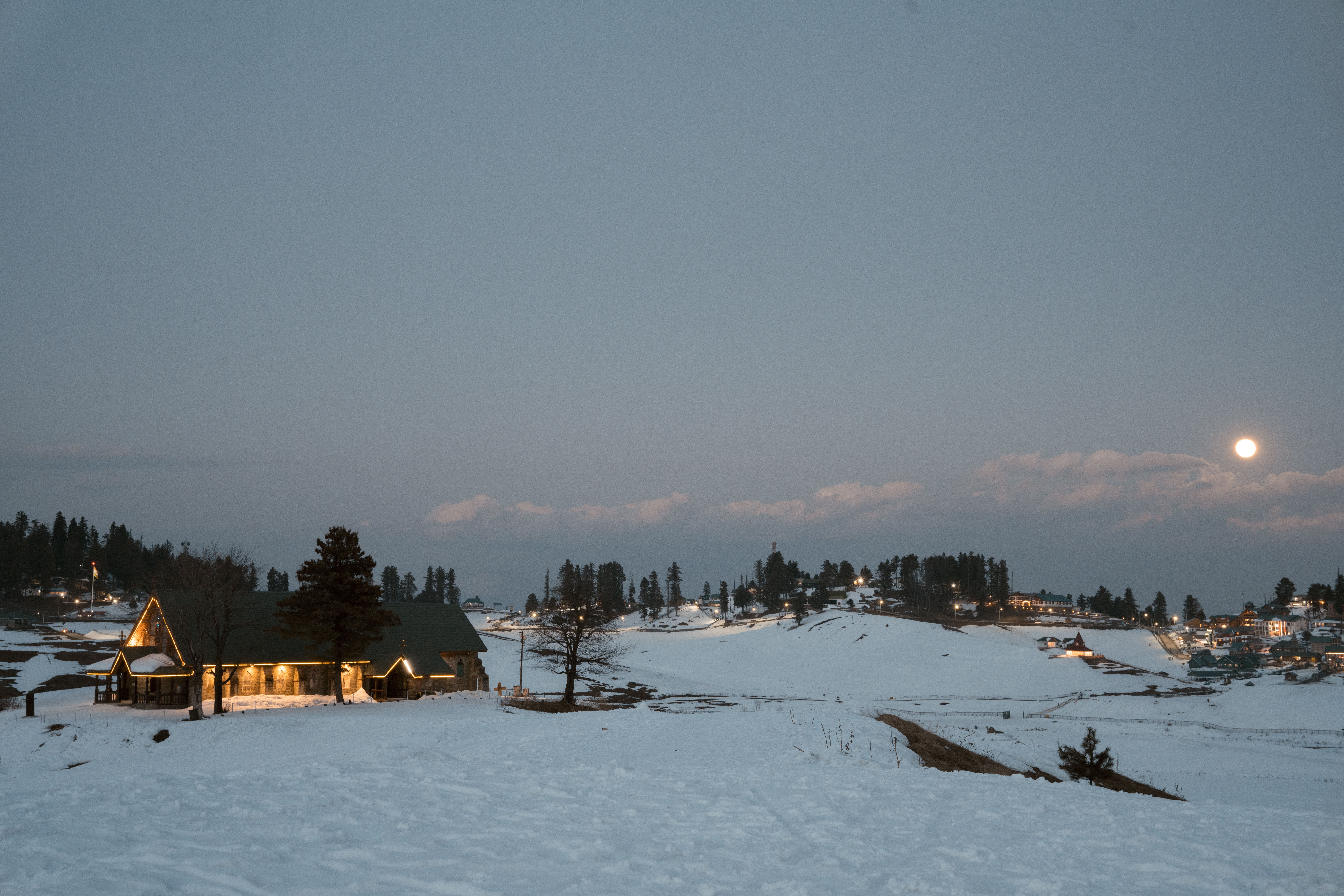 Winter Night Landscape in Gulmarg, Kashmir · Free Stock Photo