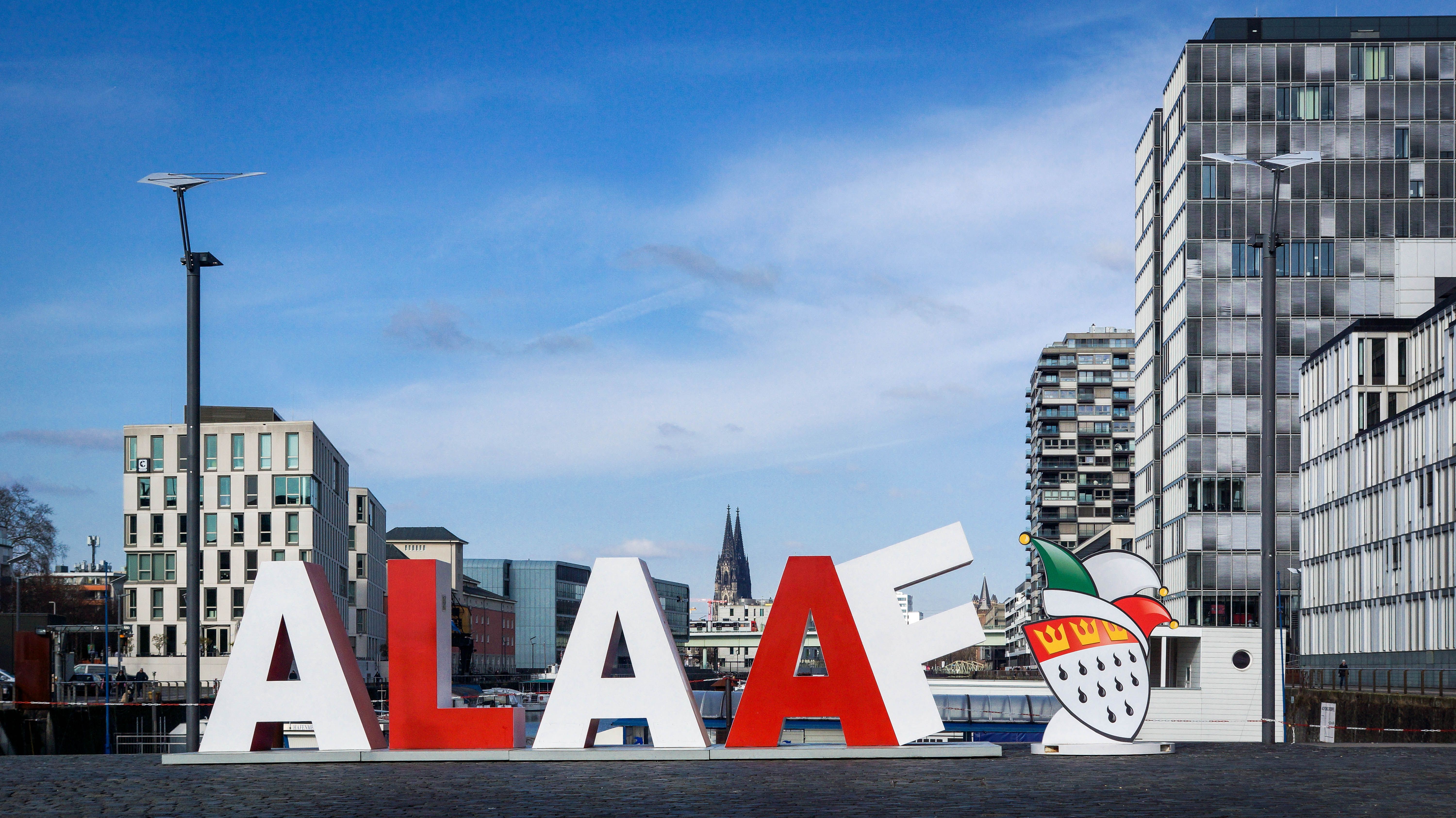 Cologne Skyline with Alaaf Carnival Sign · Free Stock Photo