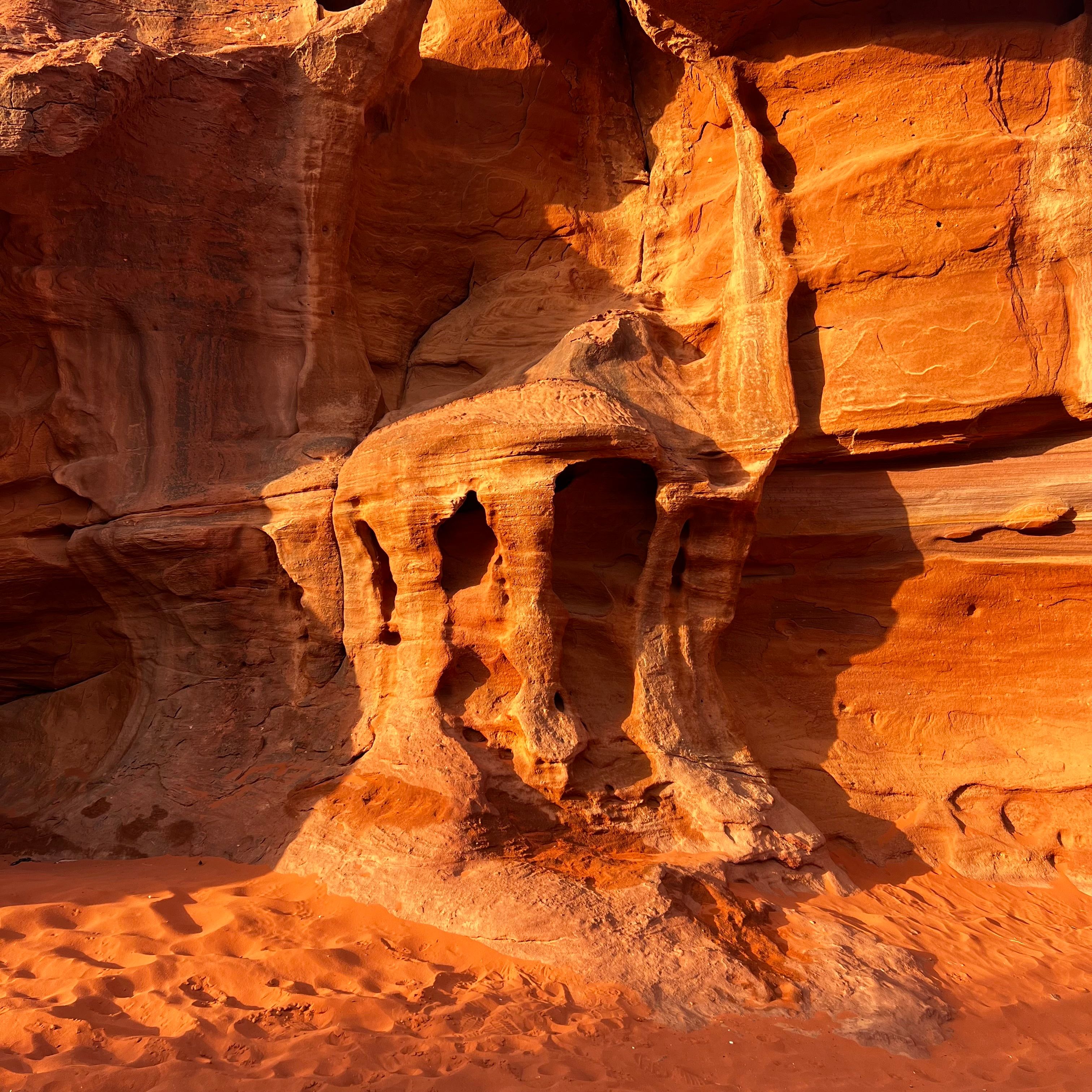 Sunlit Sandstone Formations in Jordan's Desert · Free Stock Photo