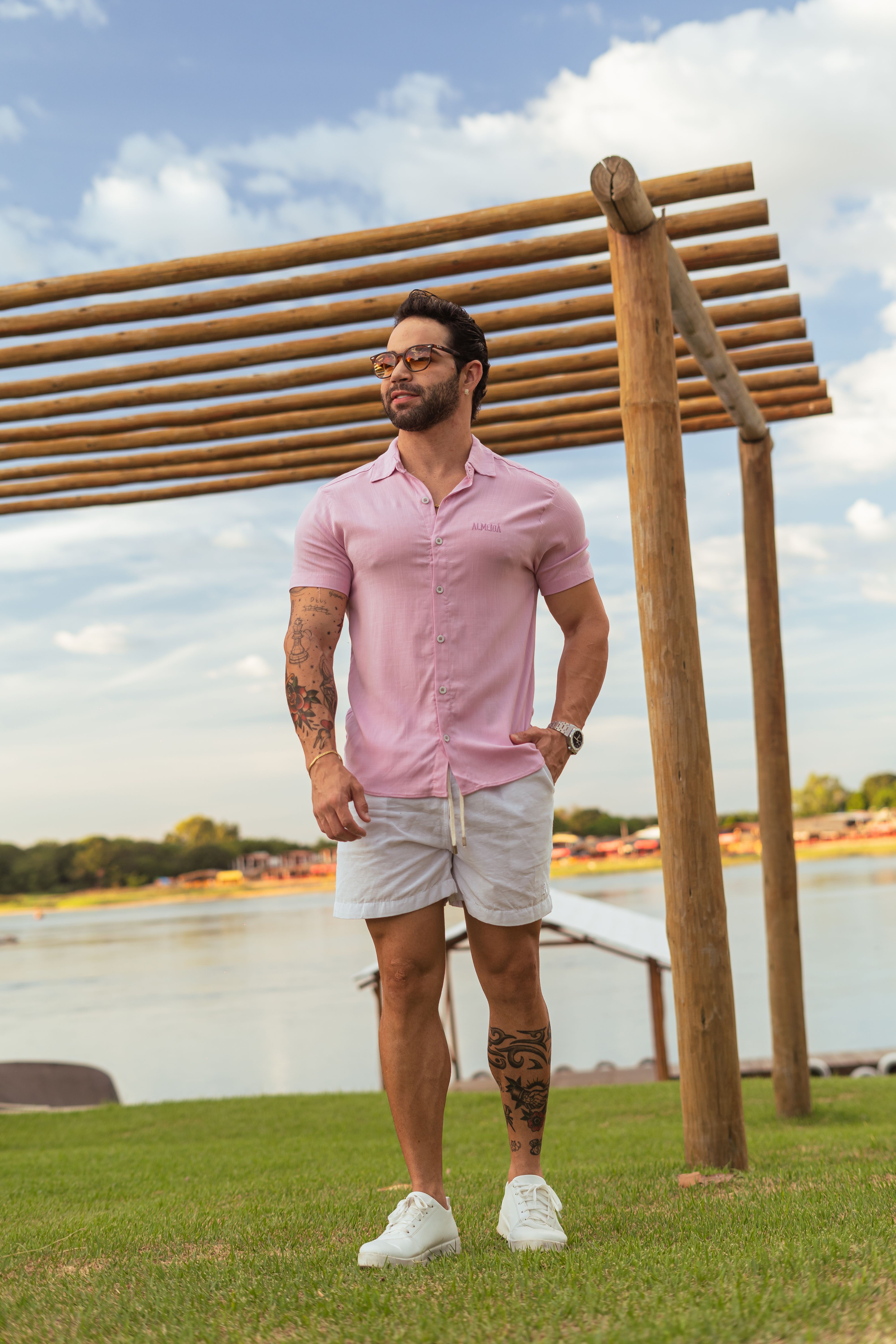 Stylish Man in Summer Attire by Lakeside · Free Stock Photo