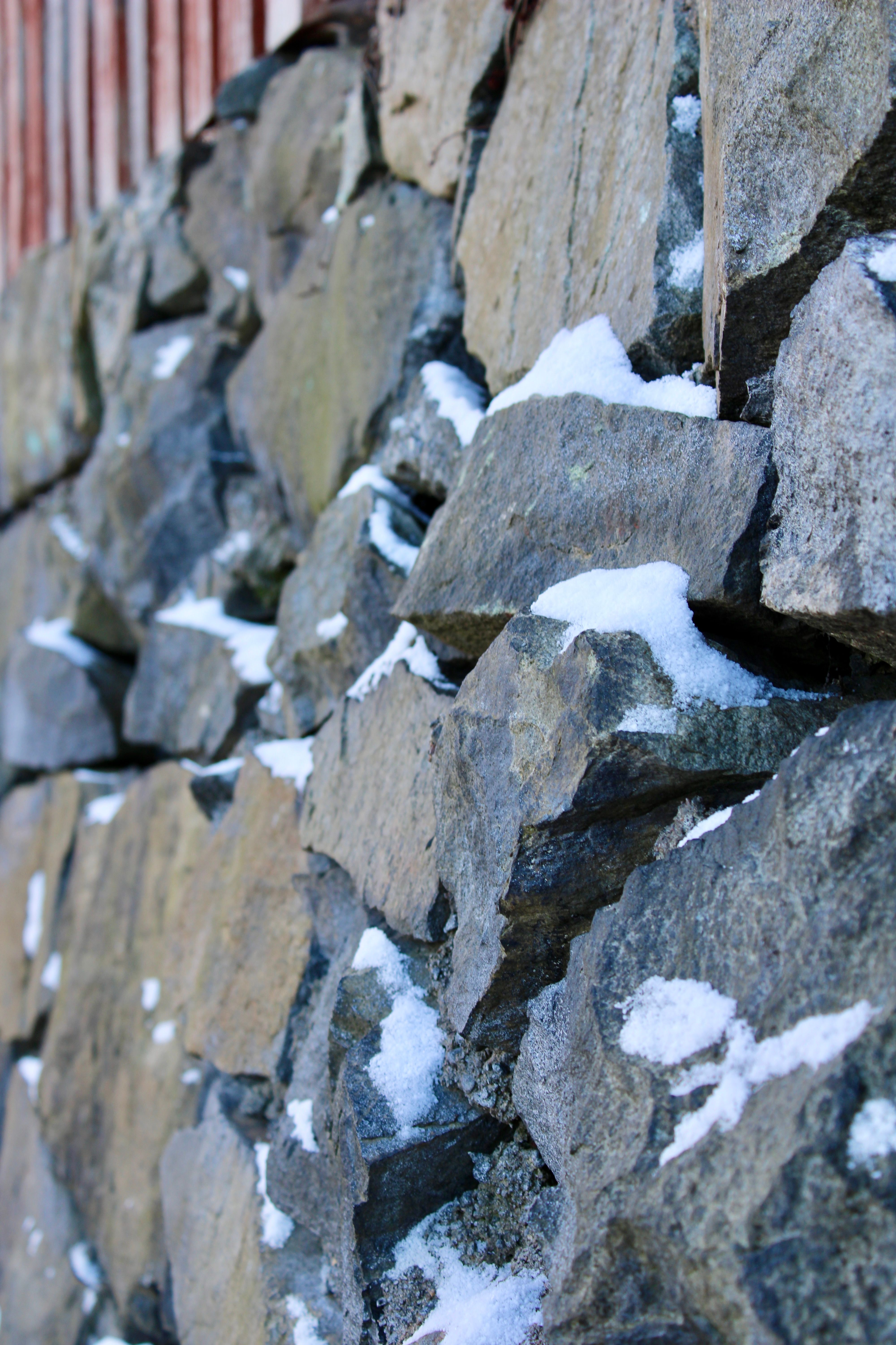 Stone Wall with Snow in Stockholm, Sweden · Free Stock Photo