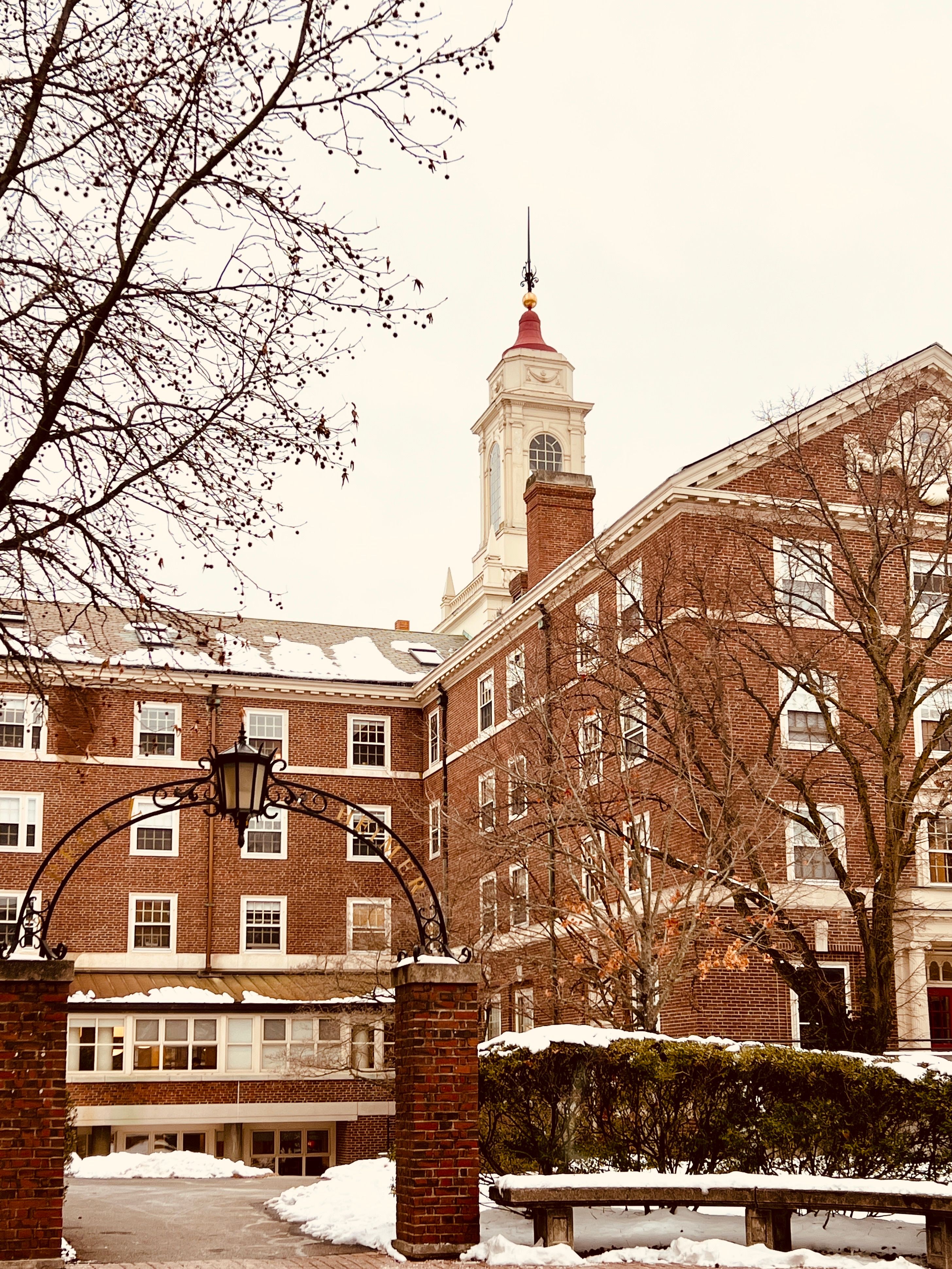 Historic Brick Building in Winter Snow Scene · Free Stock Photo