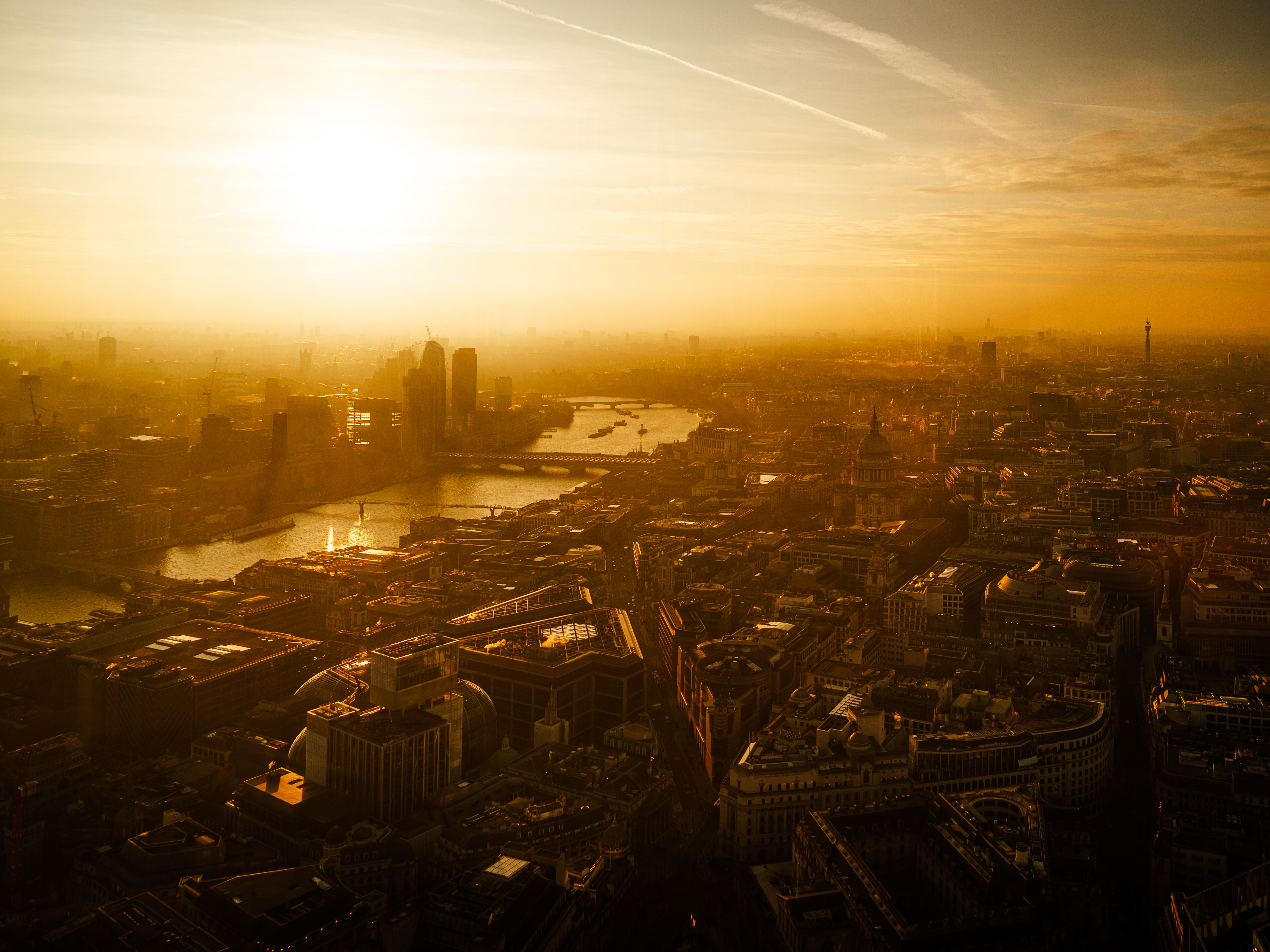 Aerial View of London Skyline at Golden Hour · Free Stock Photo
