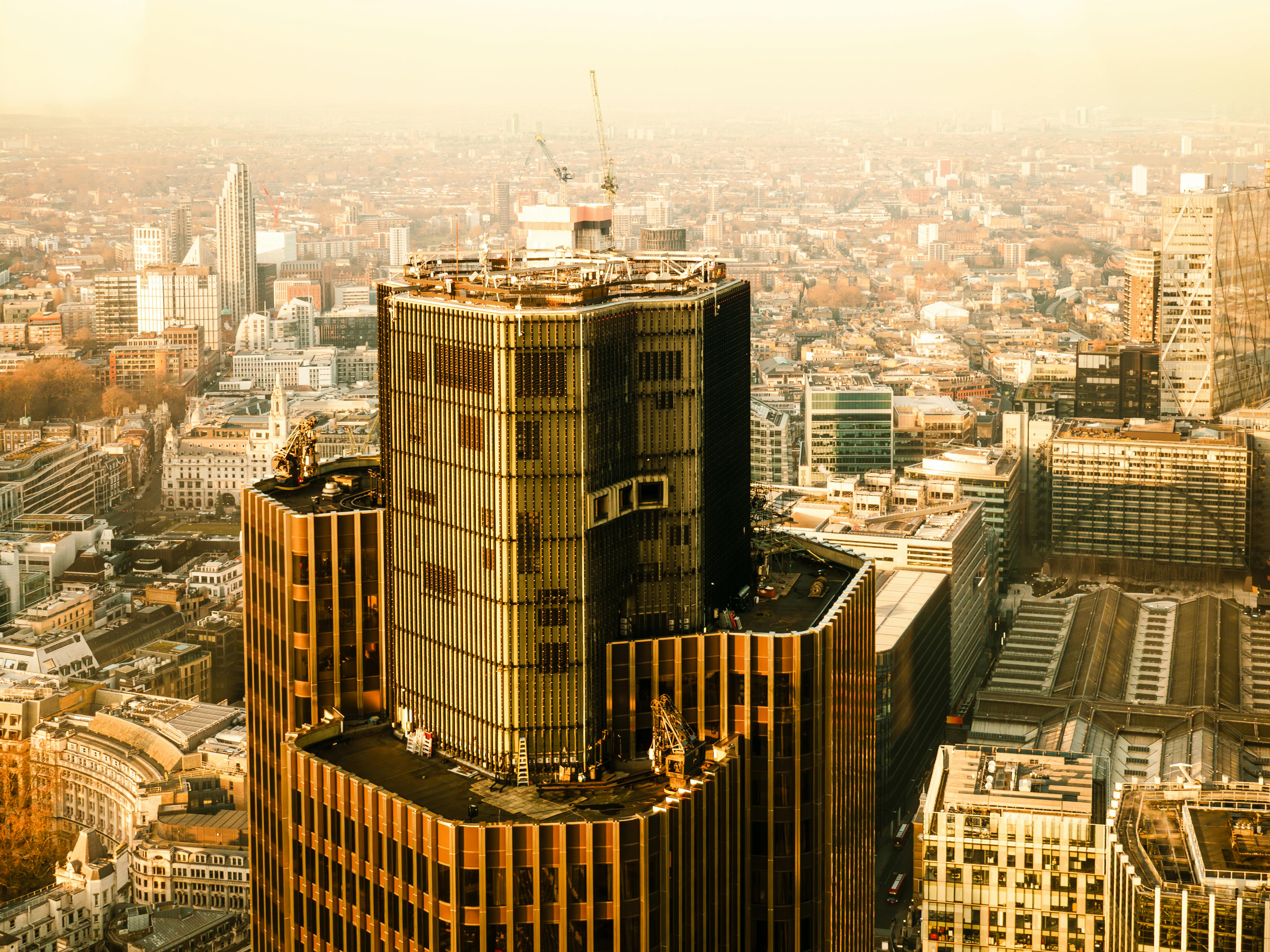 Aerial View of London's Skyscrapers at Dusk · Free Stock Photo