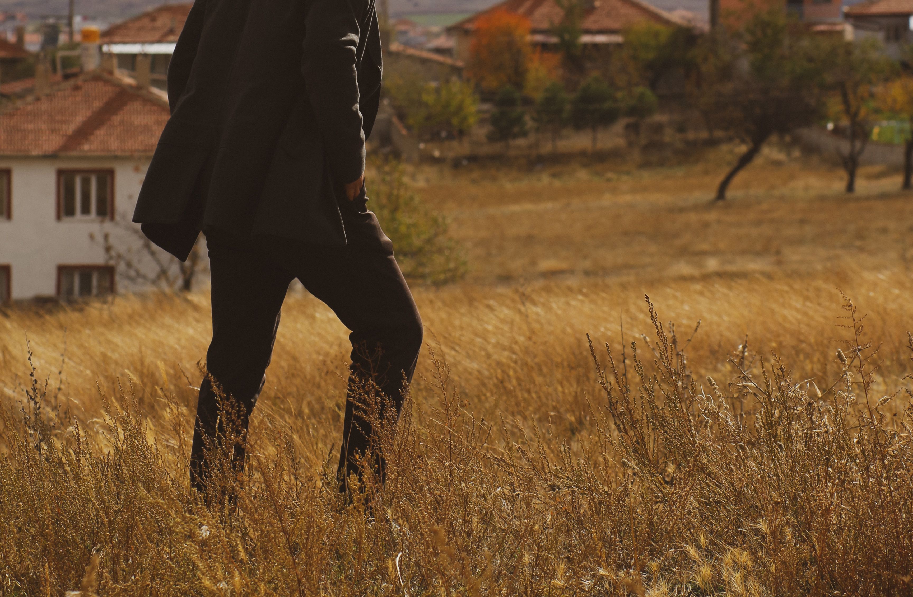 Person Walking Through Scenic Autumn Field · Free Stock Photo