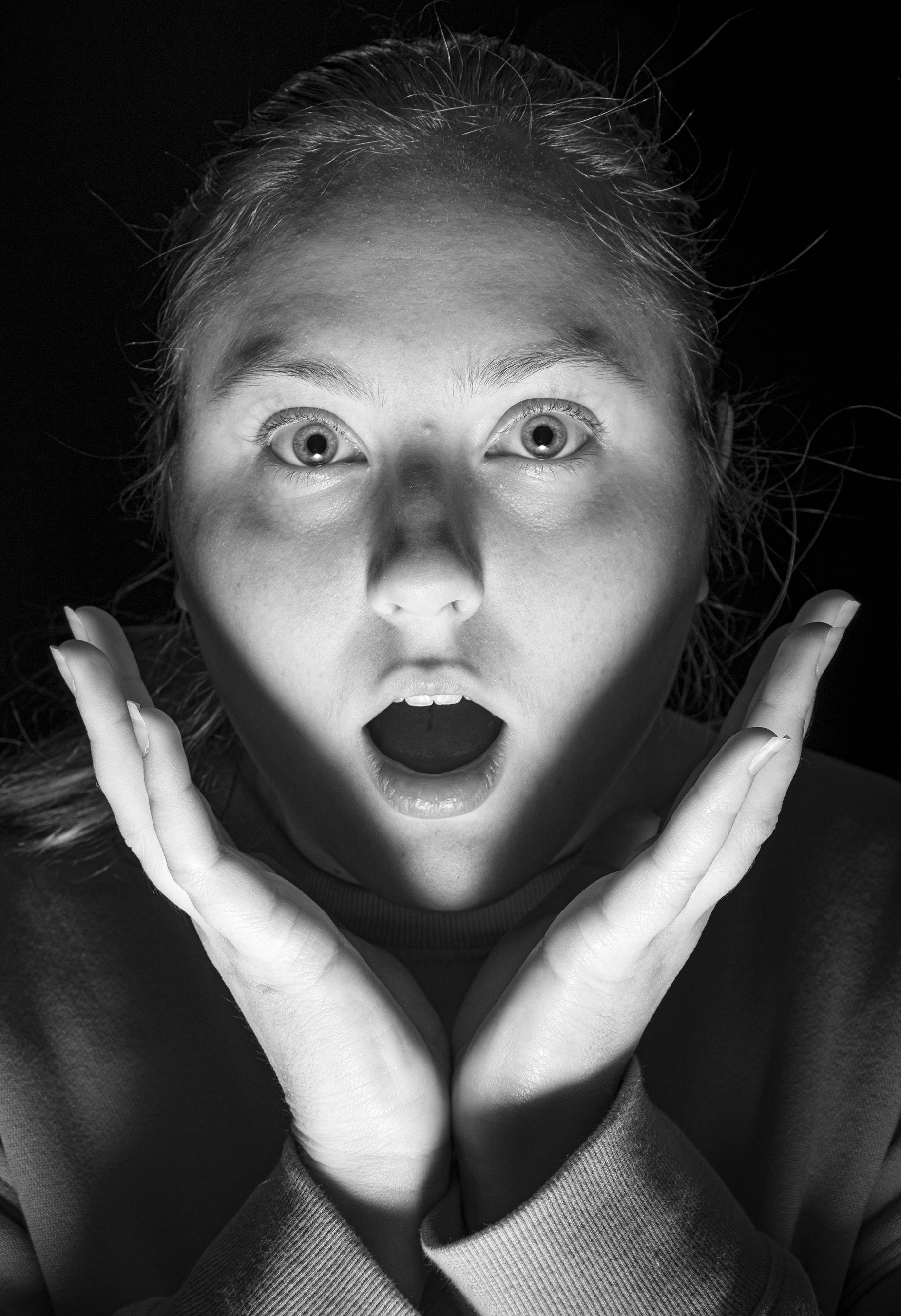 Illuminated Shocked Womans Face Photos, Download The BEST Free ...