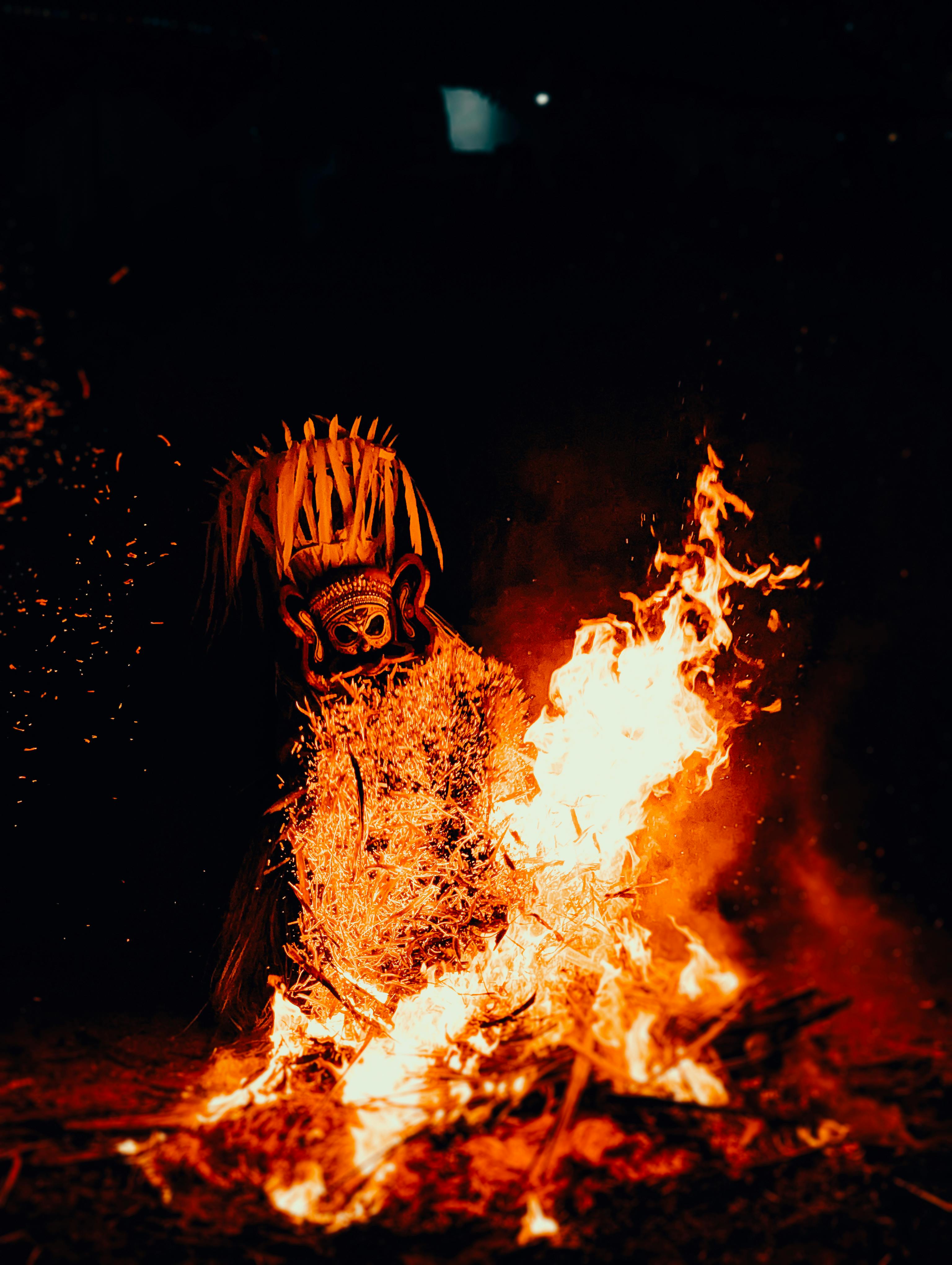 Traditional Fire Dance Ritual at Night · Free Stock Photo