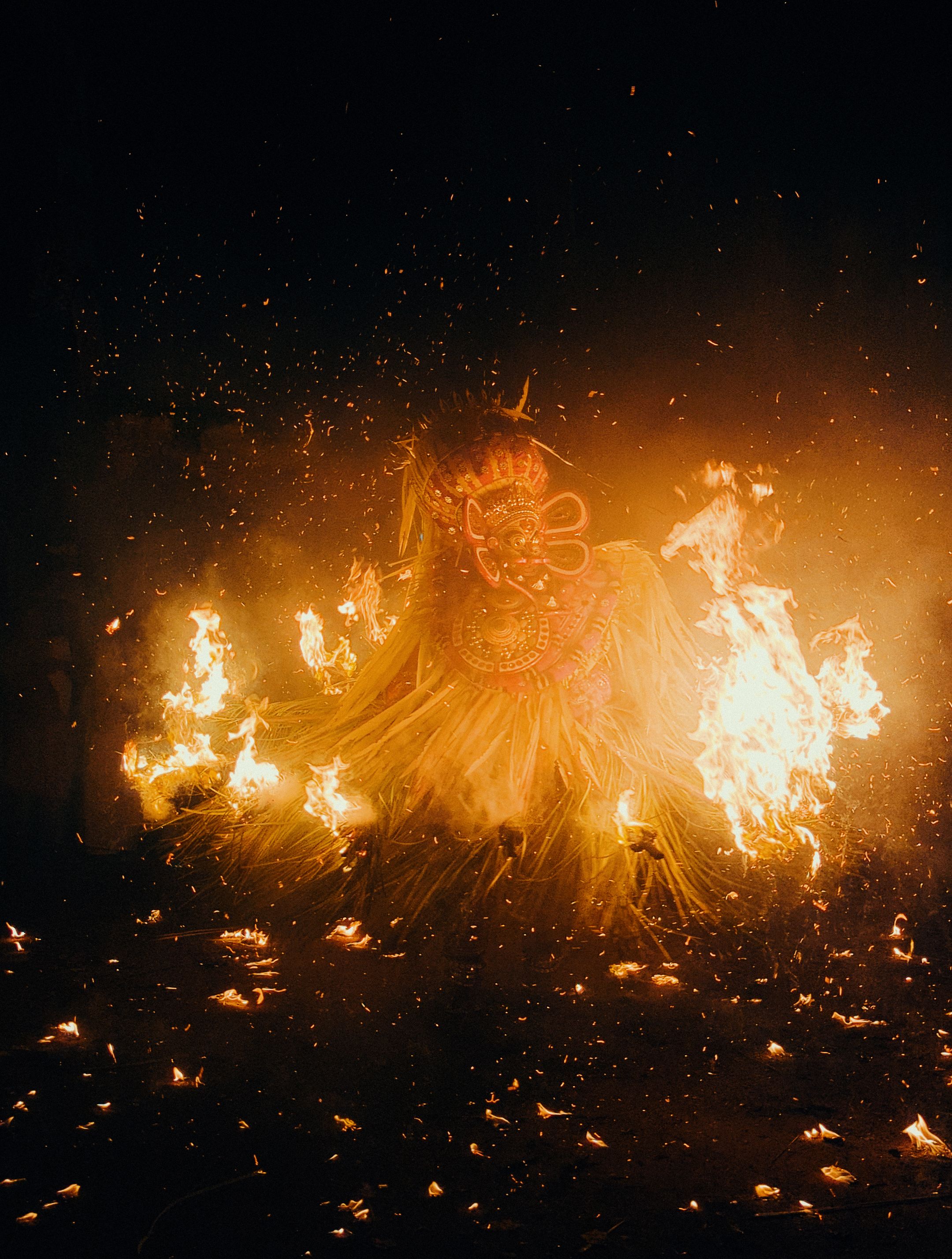 Traditional Fire Dance Performance at Night · Free Stock Photo