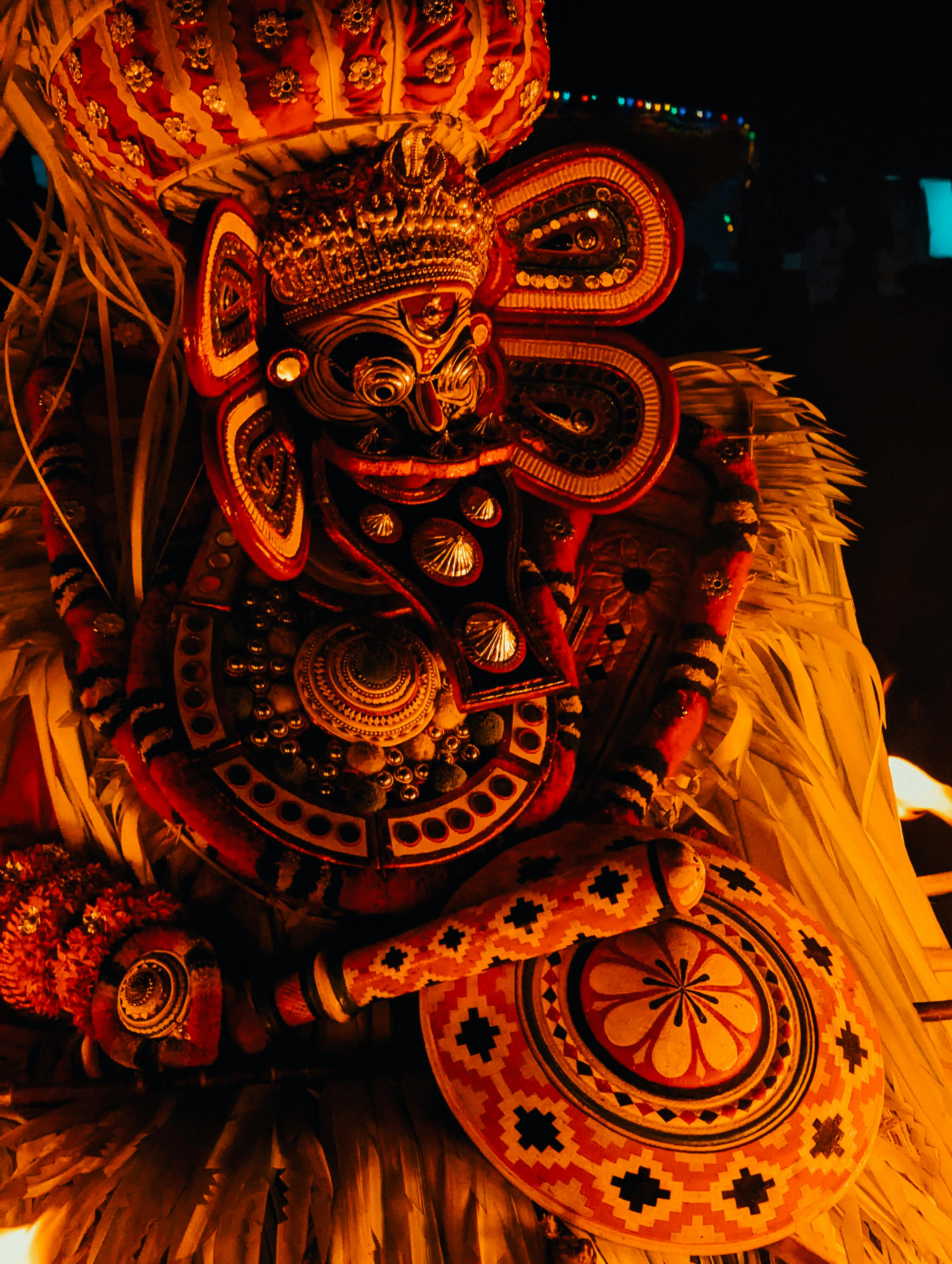 Vibrant Theyyam Dance Performance at Night · Free Stock Photo