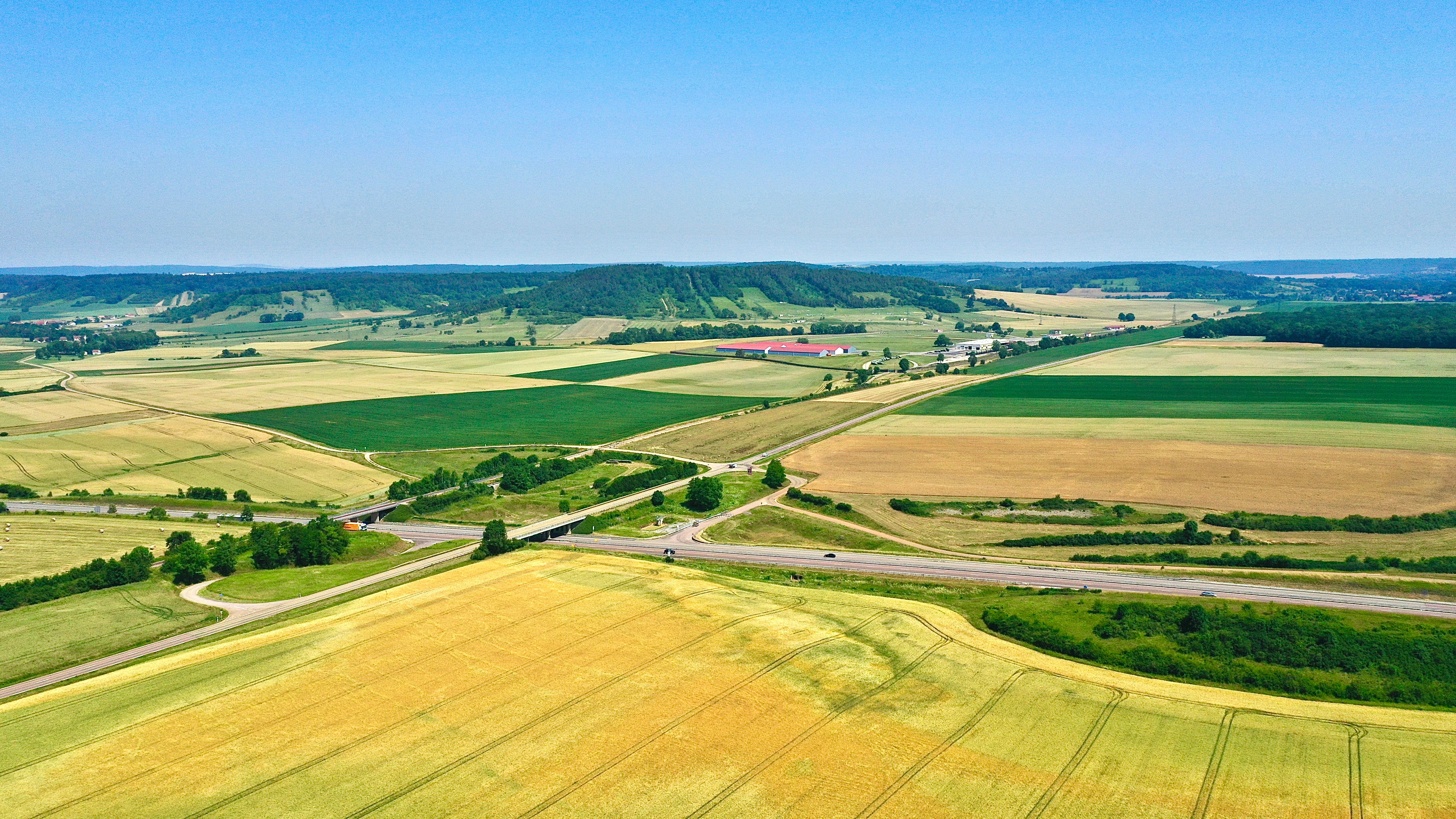 Aerial View of French Countryside Fields · Free Stock Photo
