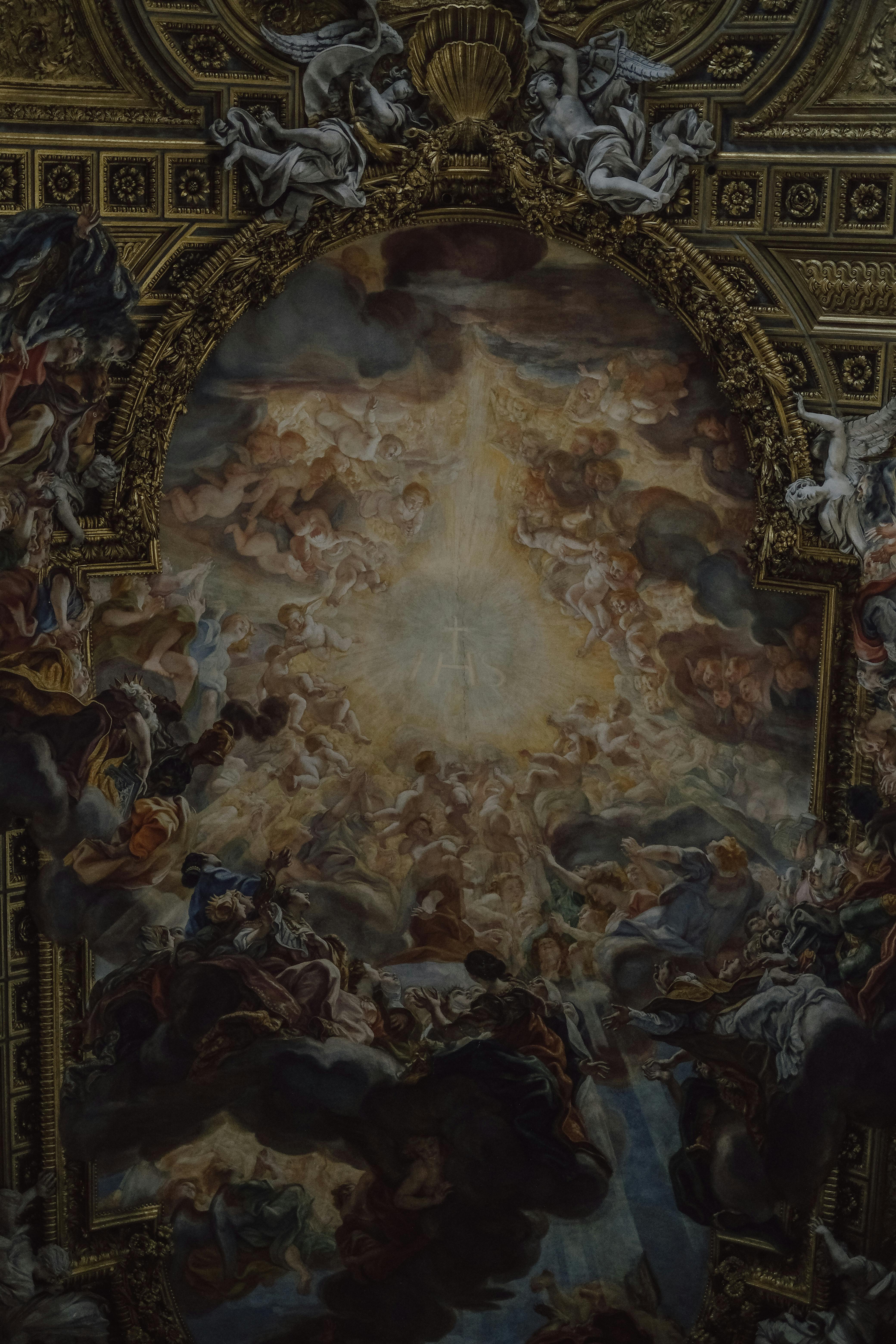 Baroque Ceiling Fresco with Dramatic Imagery · Free Stock Photo