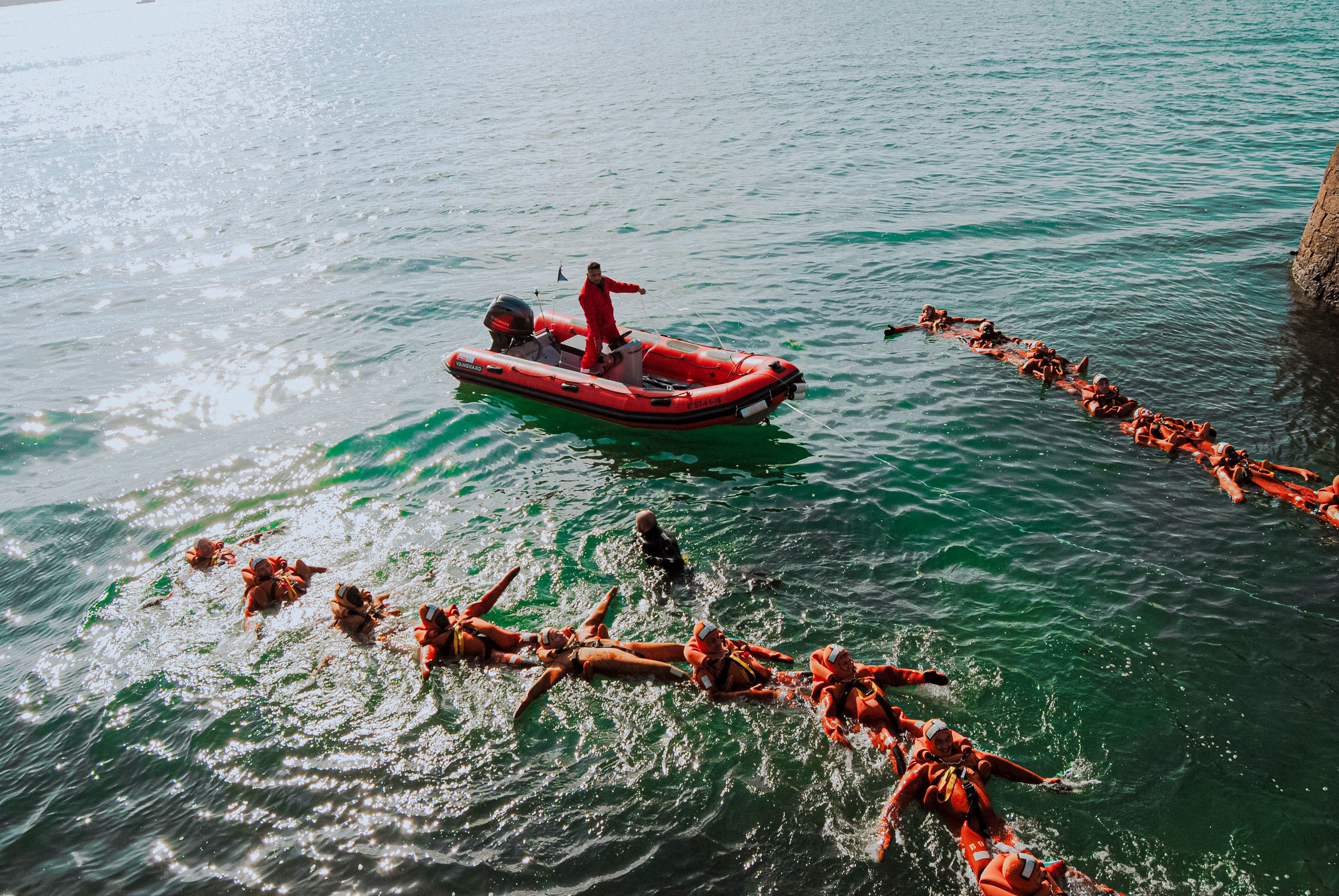Water Rescue Training with Lifeguards and Rescue Boat · Free Stock Photo