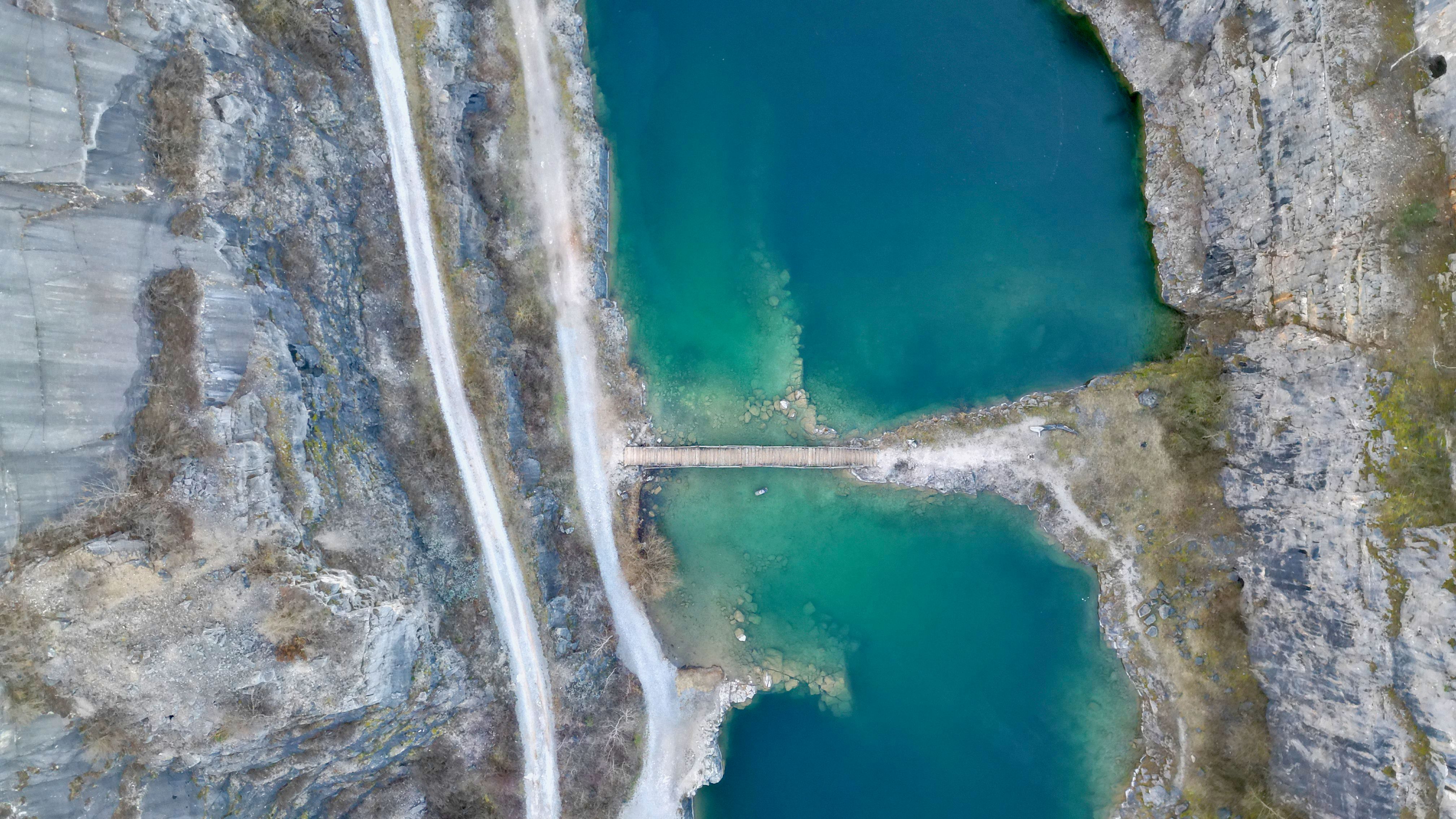 Aerial View of Quarry with Blue Water · Free Stock Photo