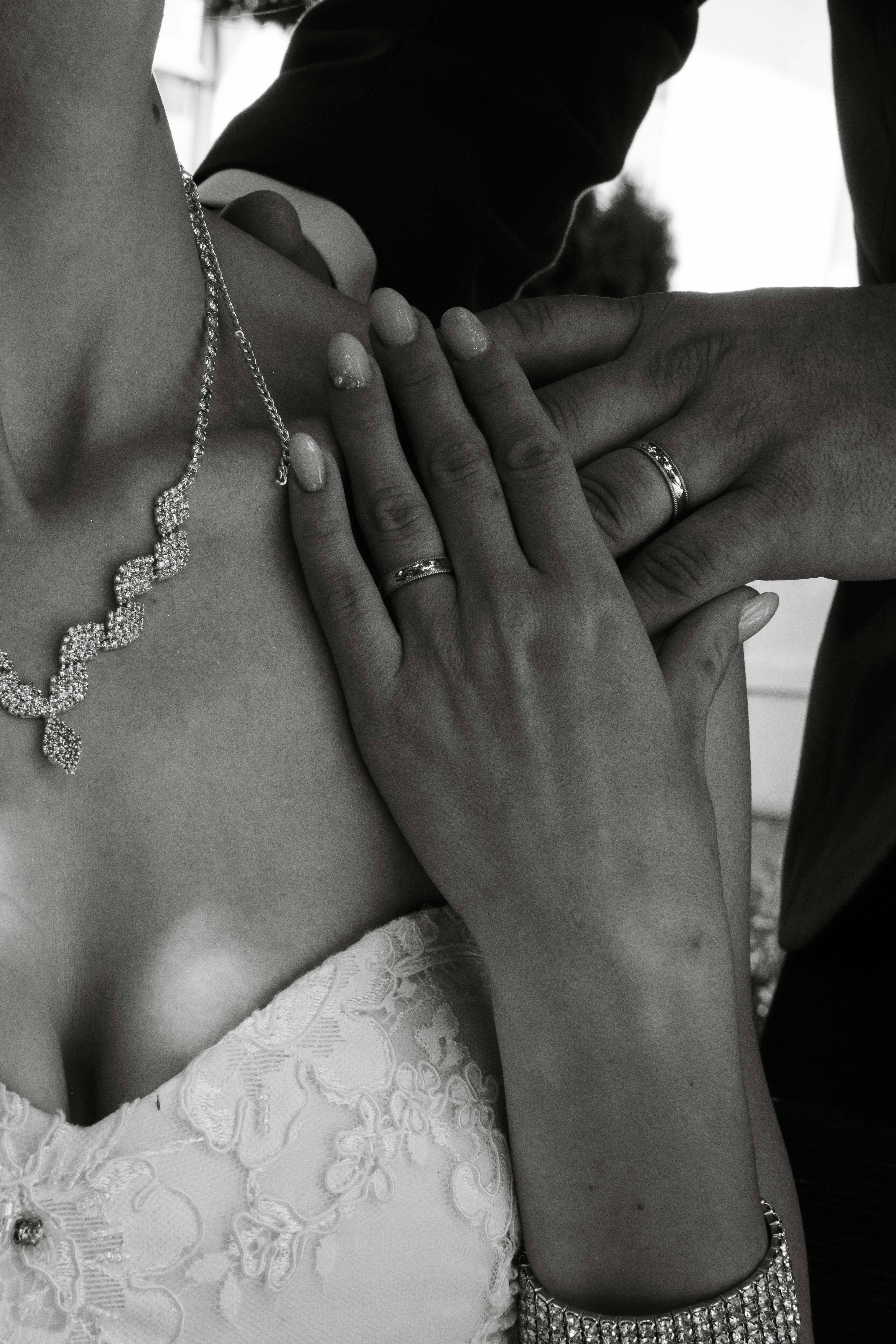 Elegant Black and White Wedding Jewelry Close-Up · Free Stock Photo