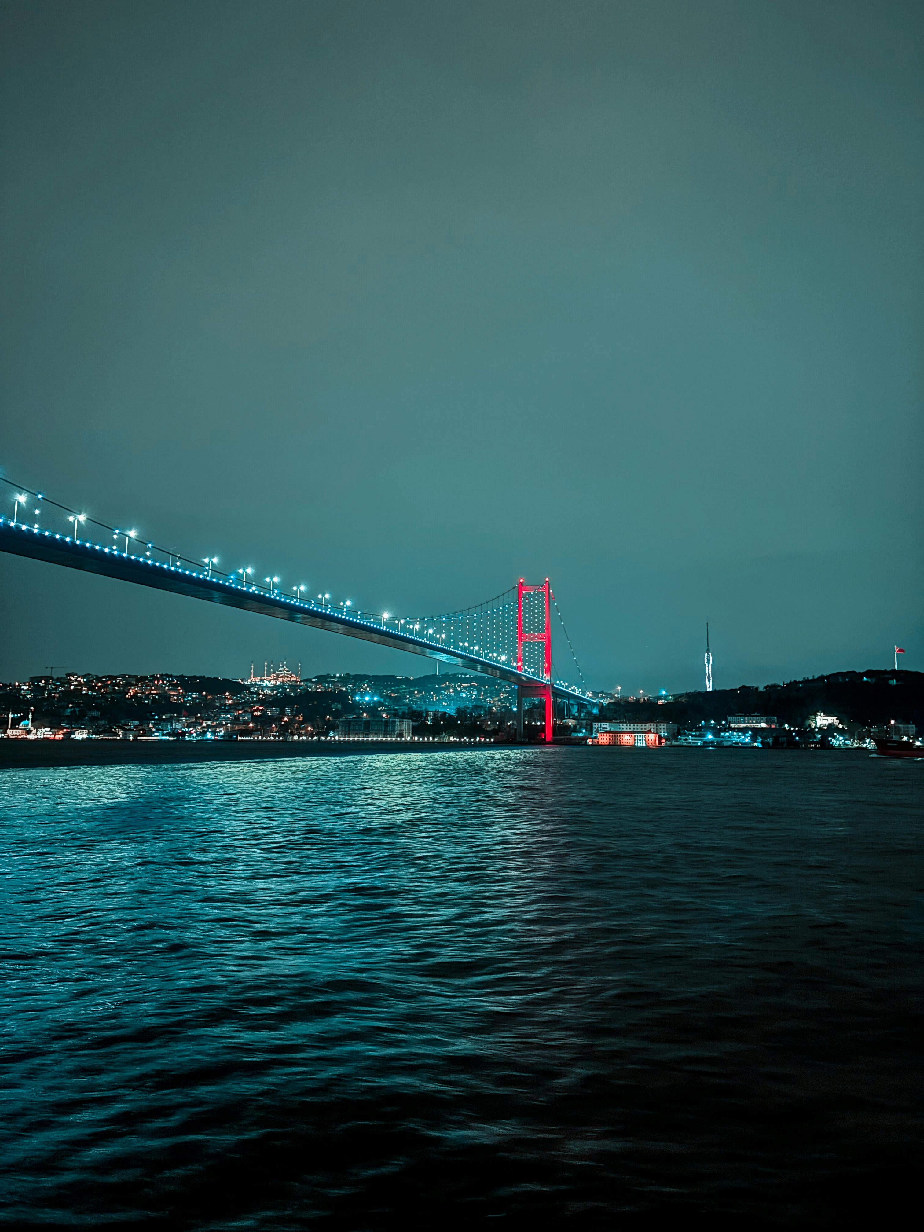 Stunning Night View of Istanbul's Bridge · Free Stock Photo