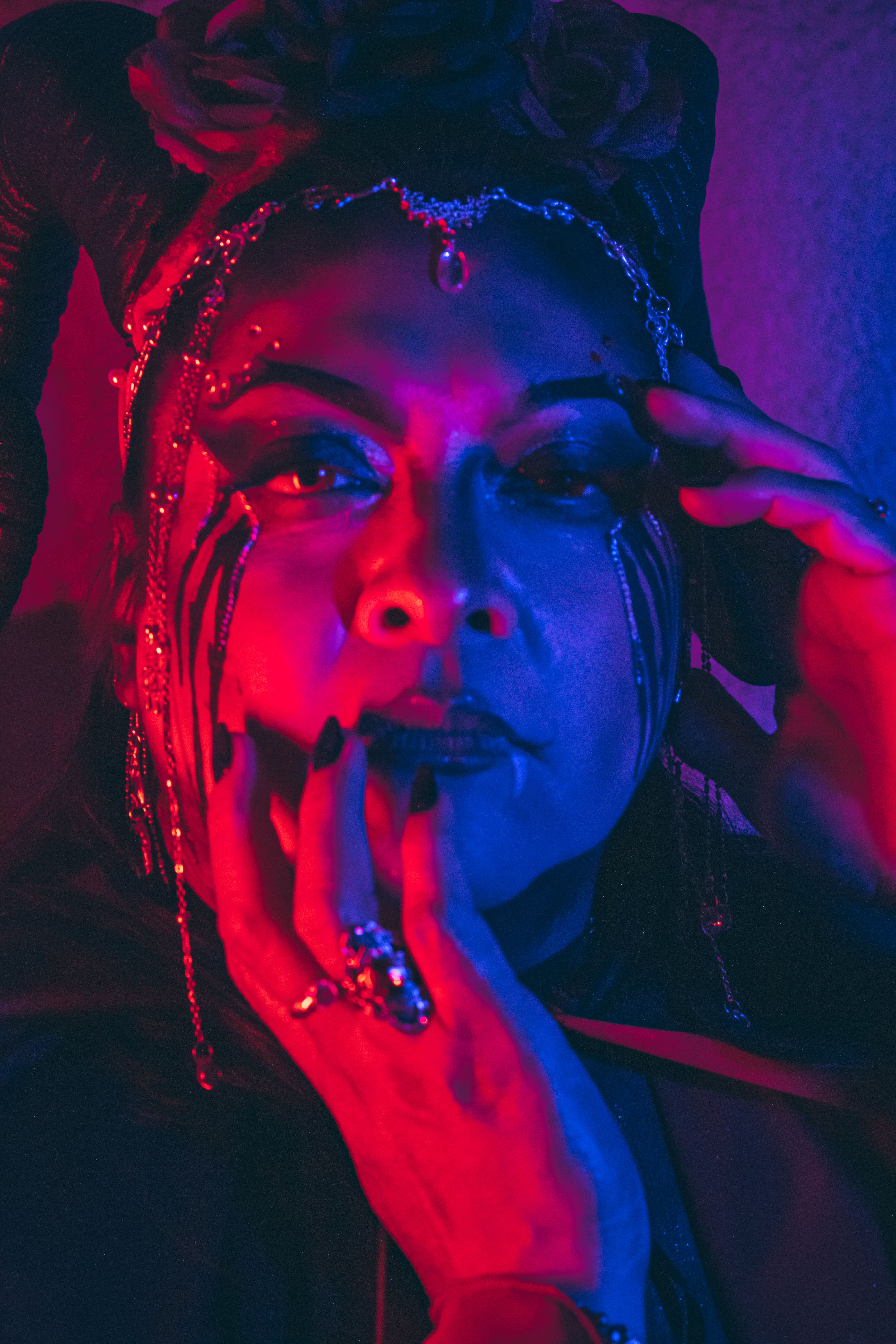 Vivid Artistic Makeup with Dramatic Lighting · Free Stock Photo