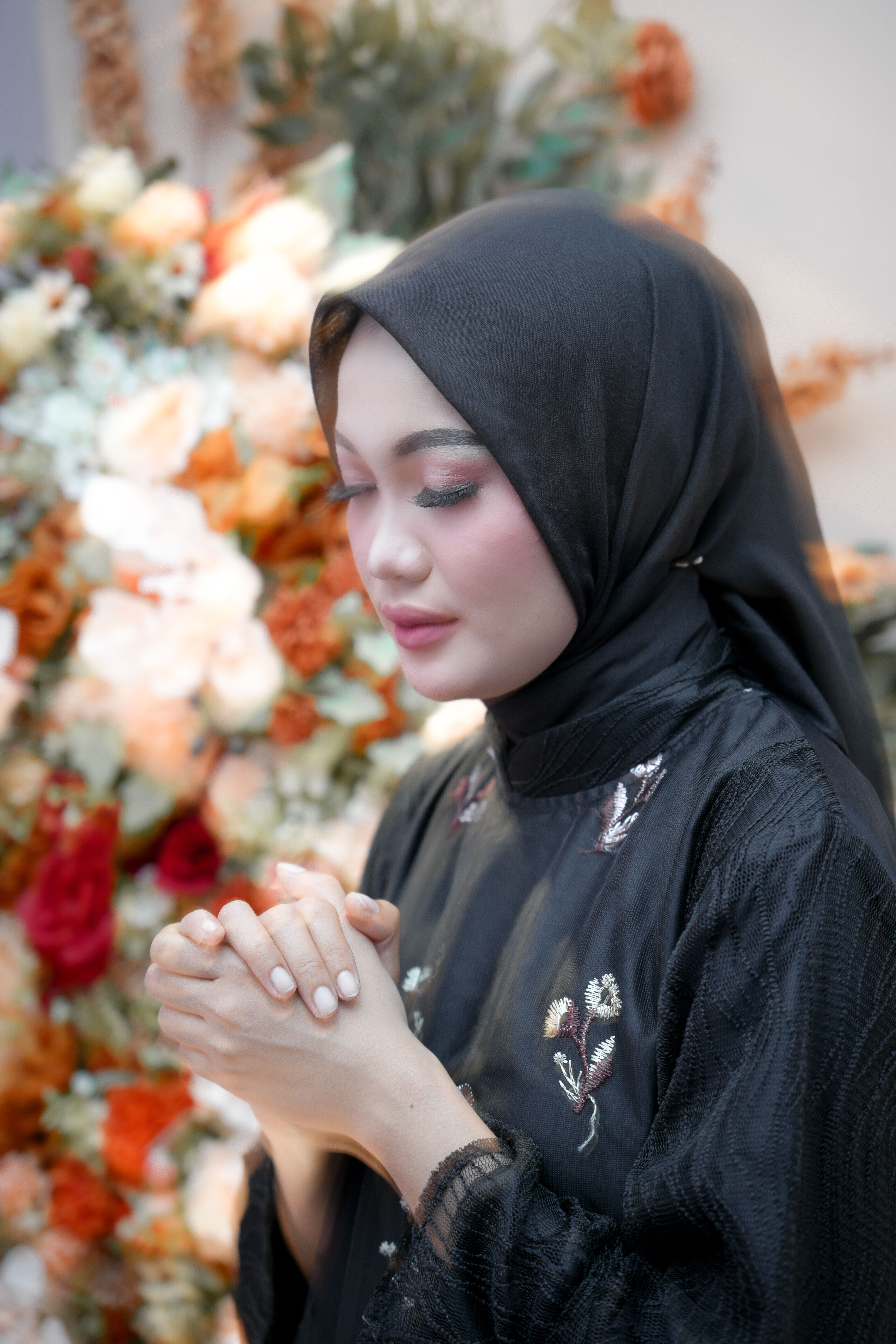 Graceful Woman in Black Hijab Praying · Free Stock Photo