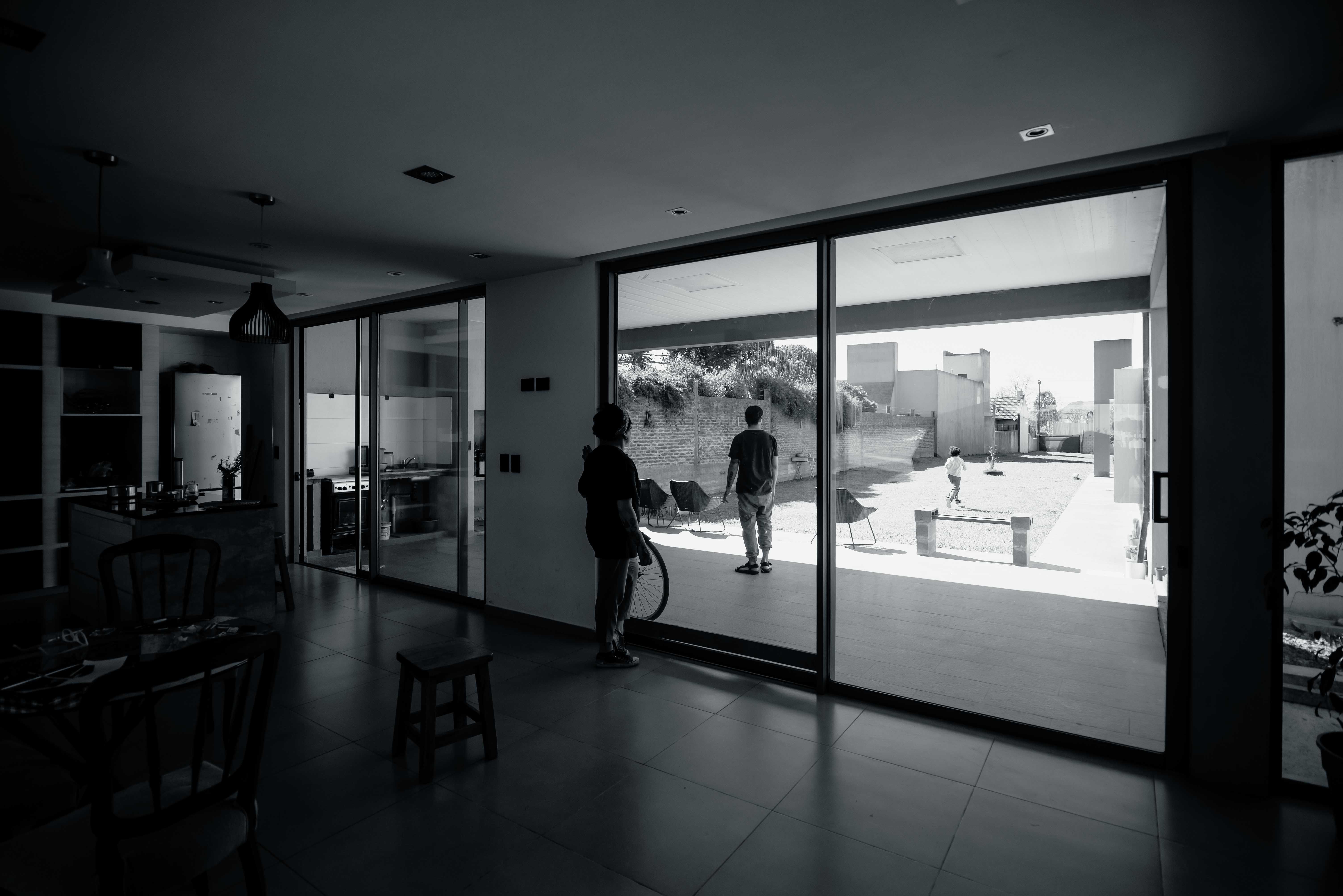 Black and White Indoor to Outdoor View · Free Stock Photo