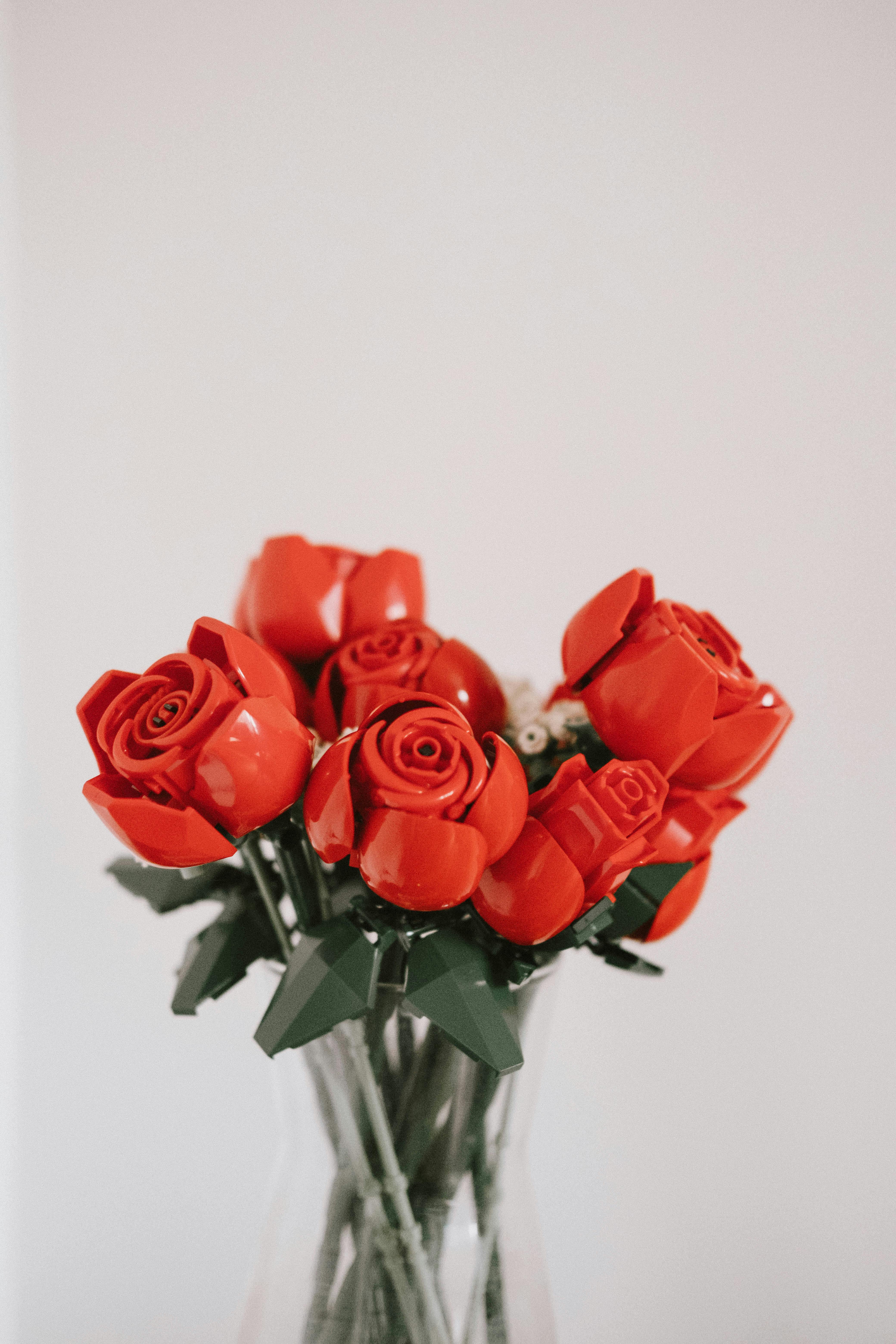 Creative Red Lego Roses in Glass Vase · Free Stock Photo