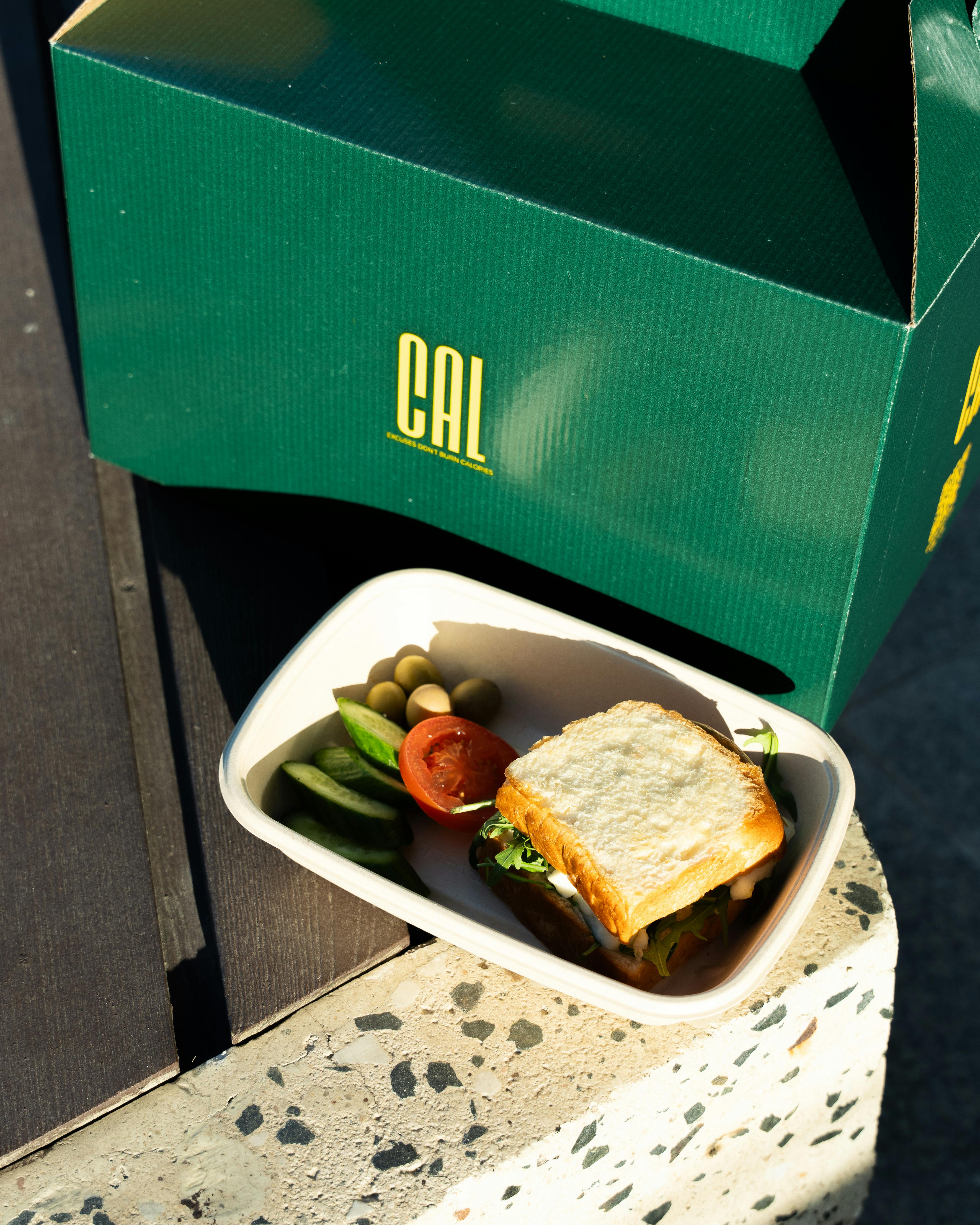 Sandwich with Fresh Vegetables and CAL Box · Free Stock Photo