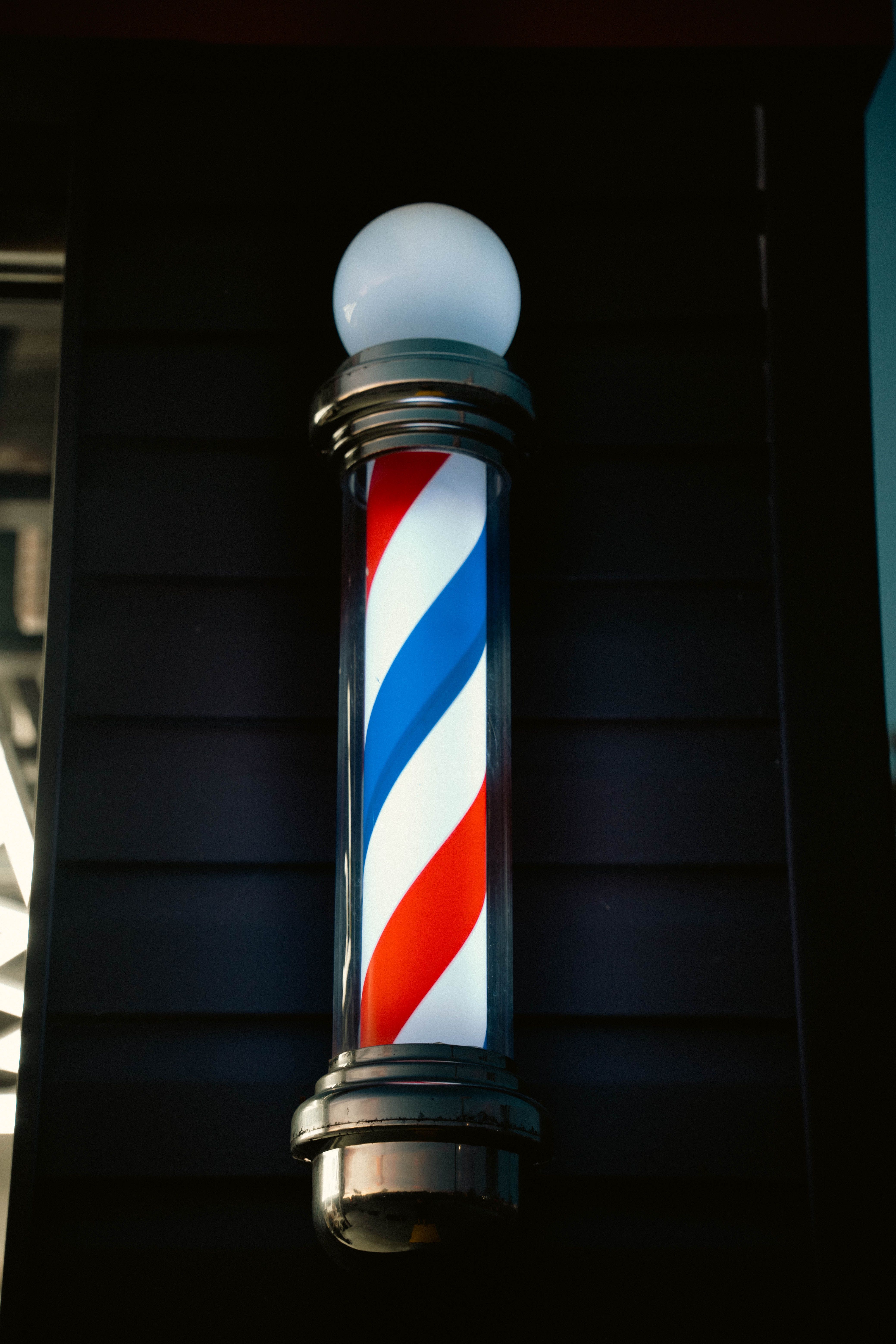 Classic Barber Pole with Red, White, and Blue Stripes · Free Stock Photo