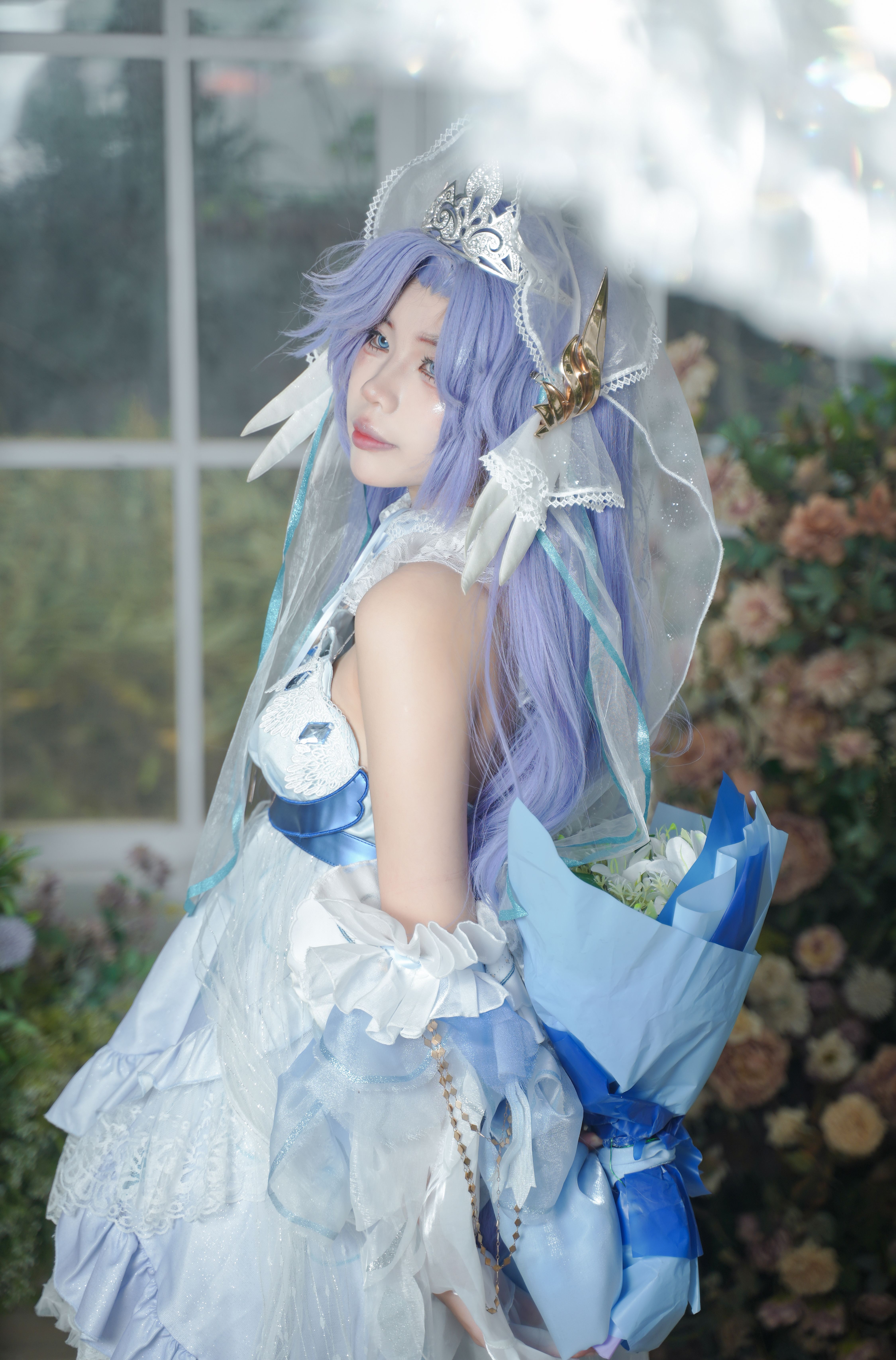 Enchanting Cosplay Portrait with Floral Accents · Free Stock Photo