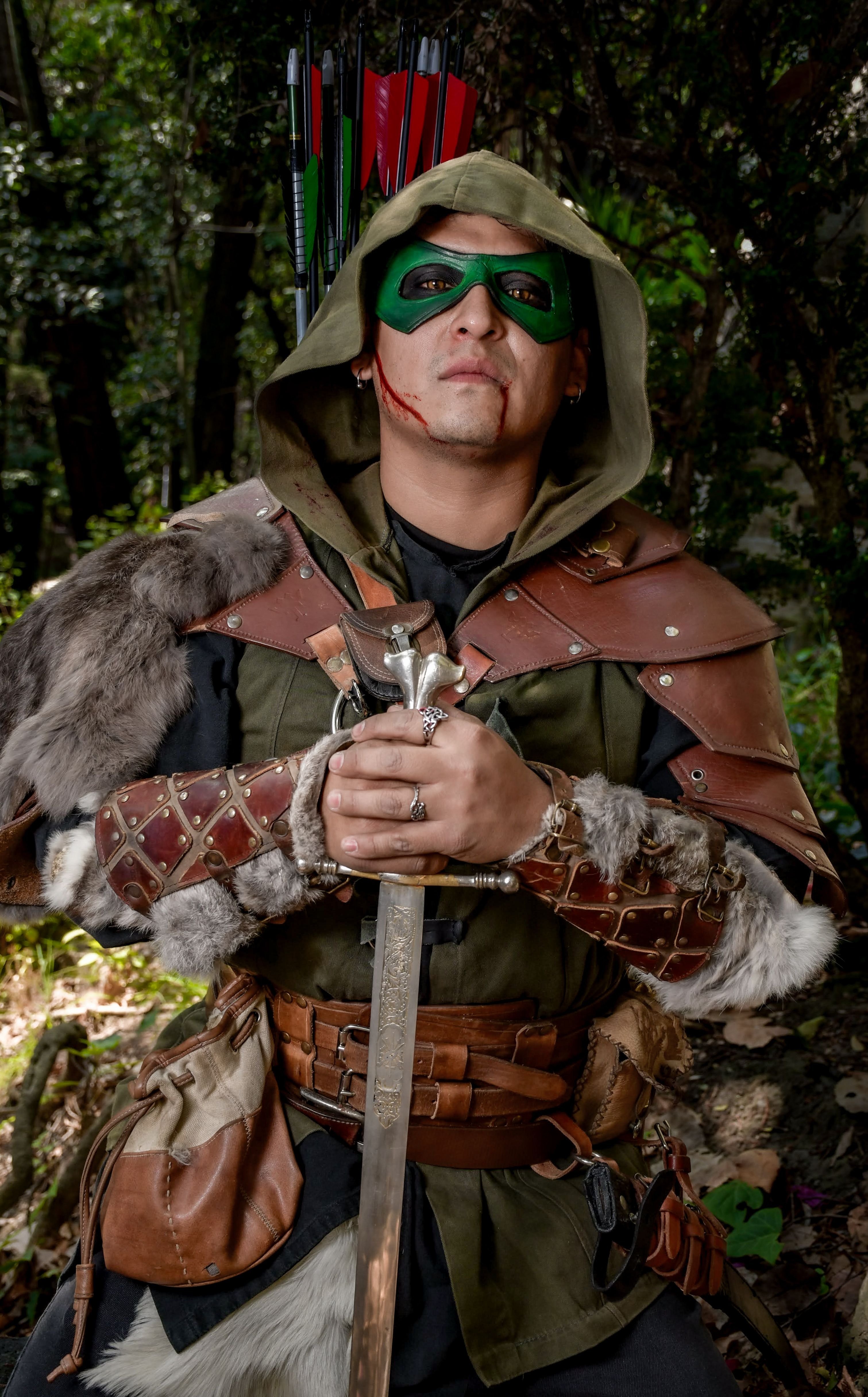Medieval Warrior in Forest with Bow and Sword · Free Stock Photo