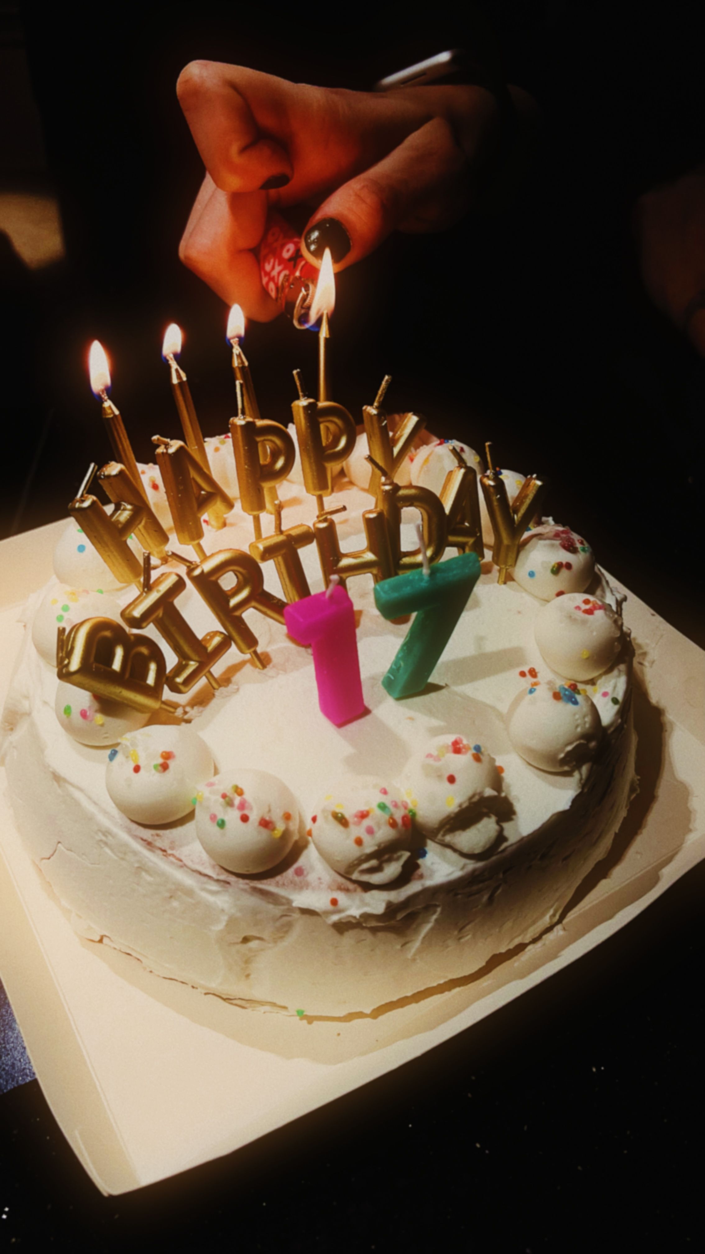 Celebratory 17th Birthday Cake with Candles · Free Stock Photo