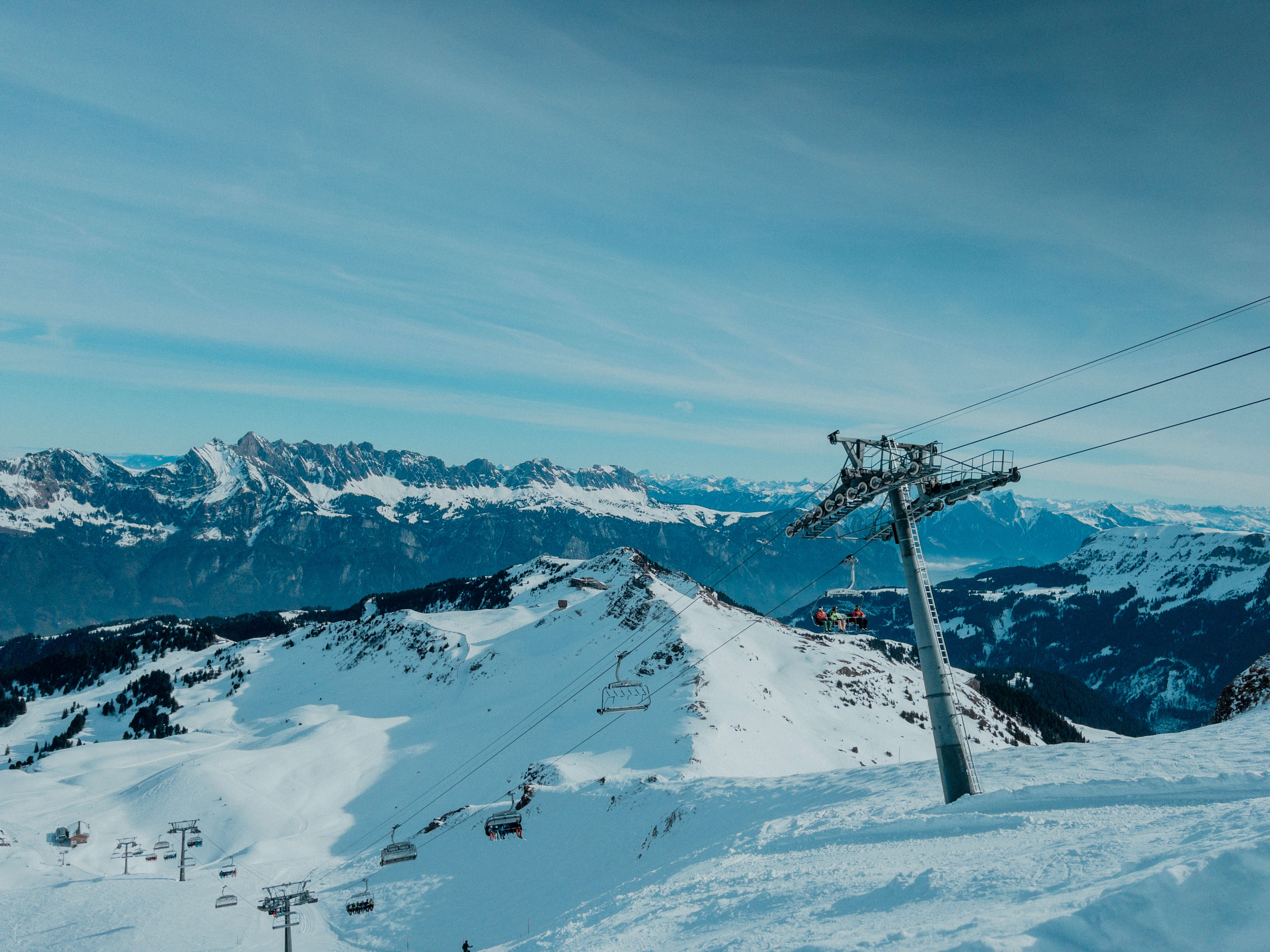Scenic Snowy Mountain Landscape with Ski Lift · Free Stock Photo