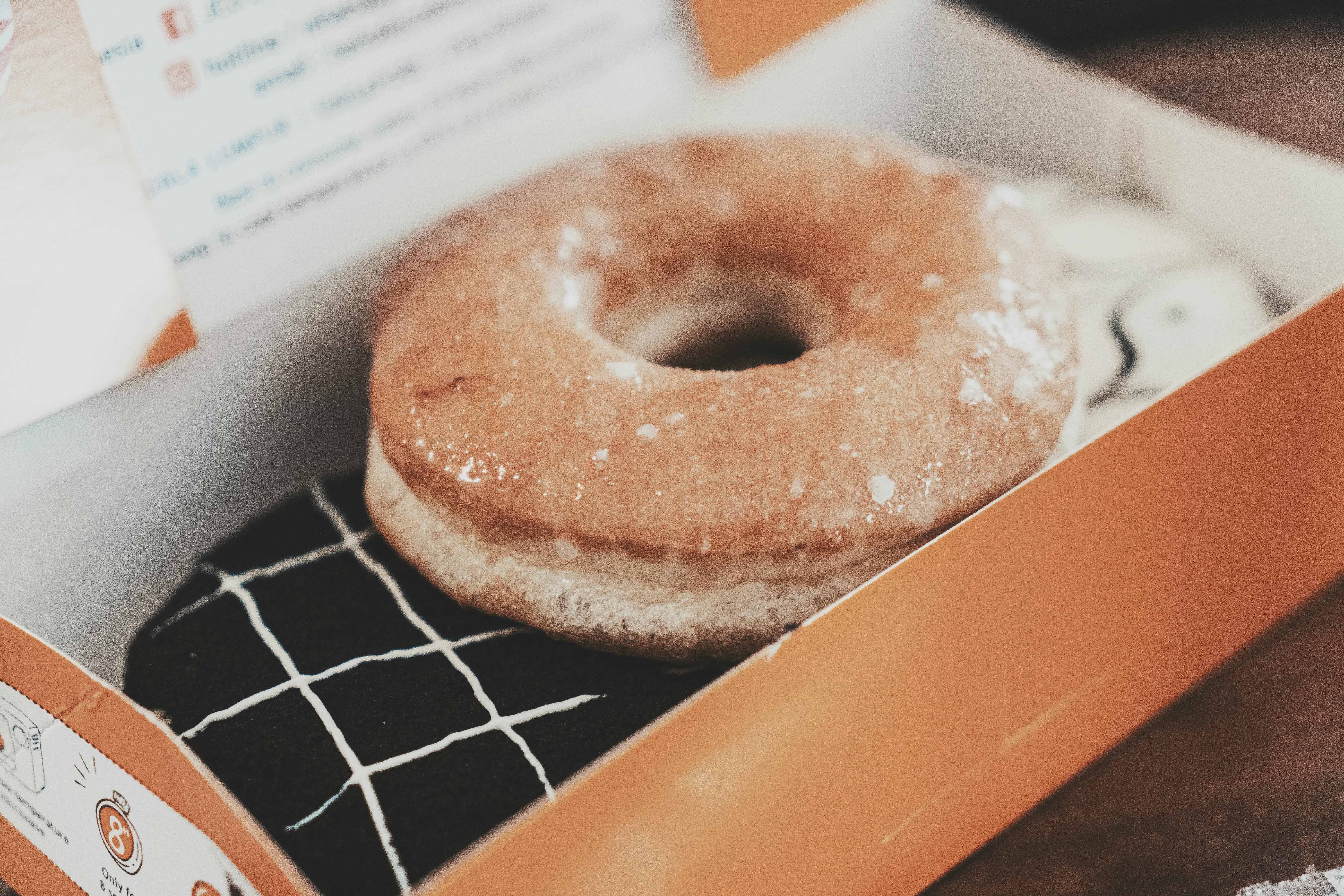 Close-up of Glazed Donut in Box · Free Stock Photo