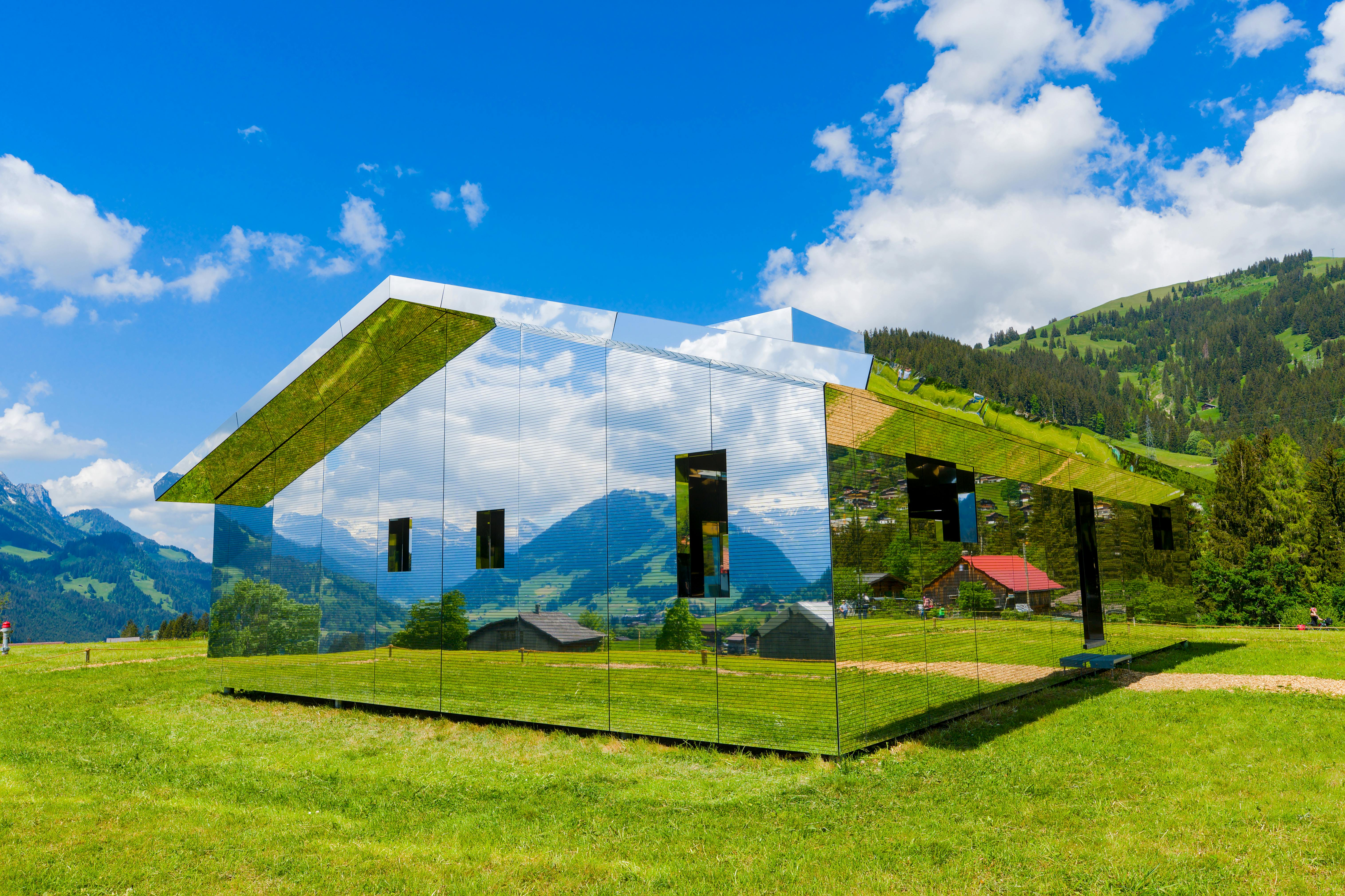 Modern Reflective Structure in Swiss Alps · Free Stock Photo