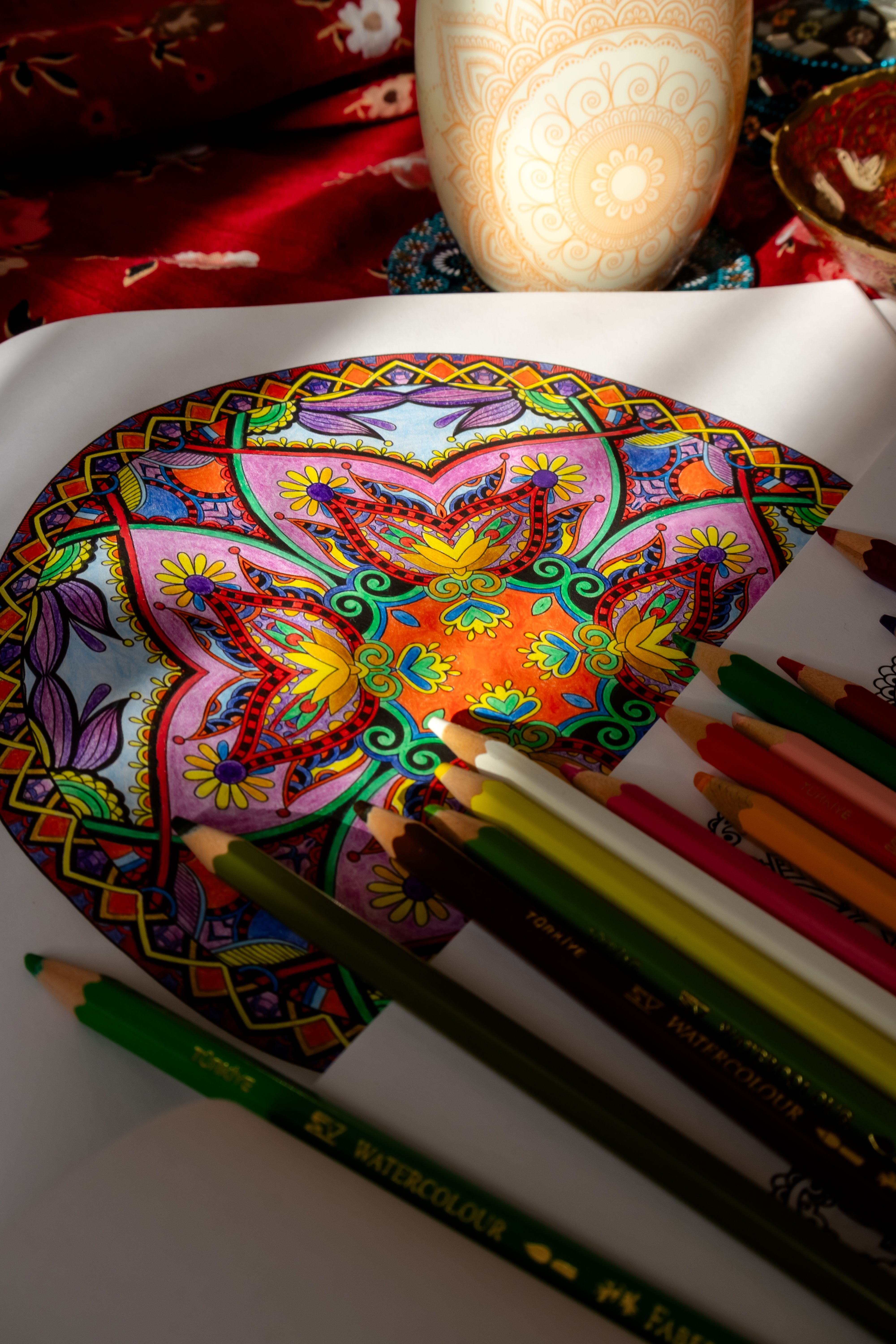 Vibrant Mandala Coloring with Pencils · Free Stock Photo