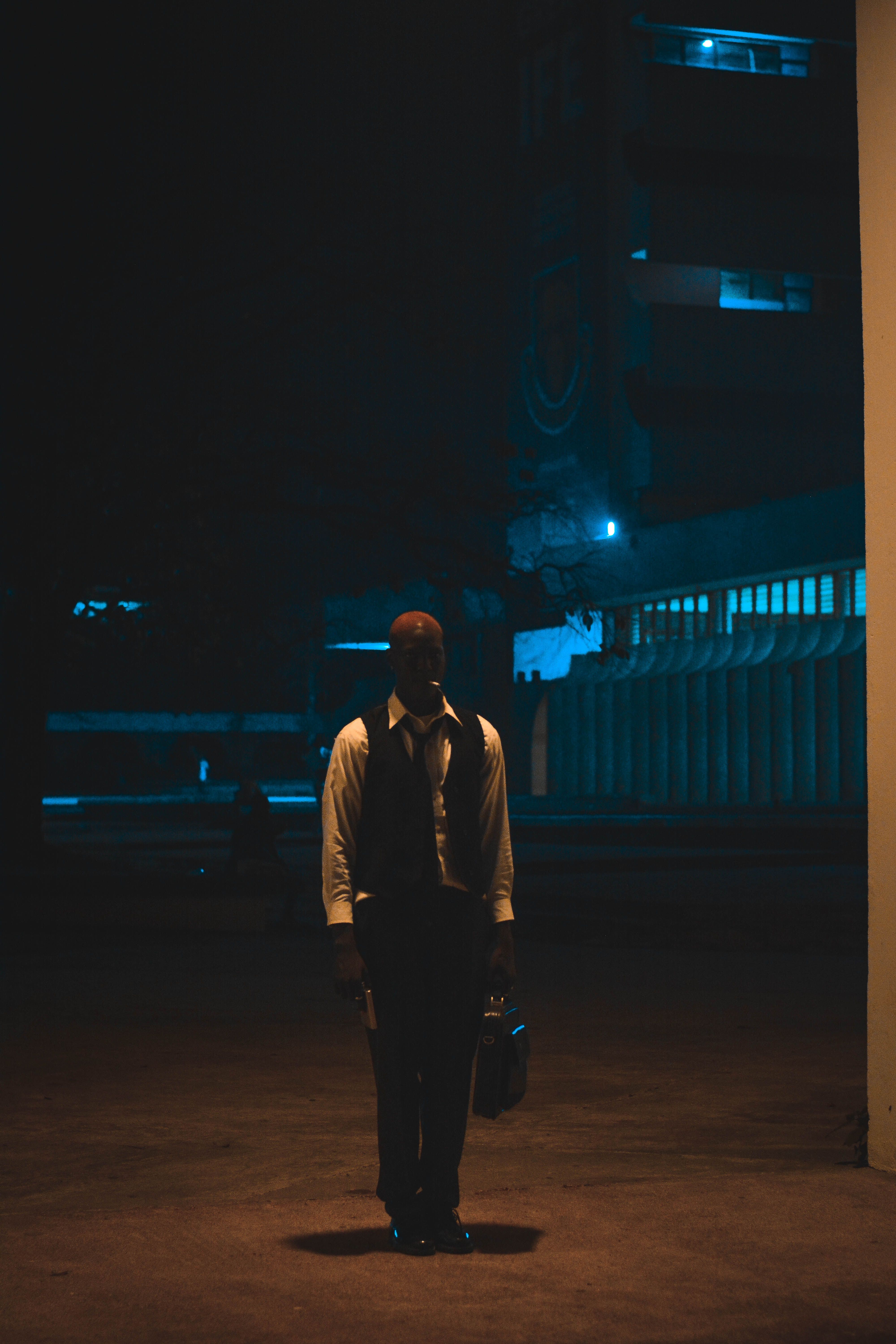 Mysterious Man in Urban Night Scene · Free Stock Photo