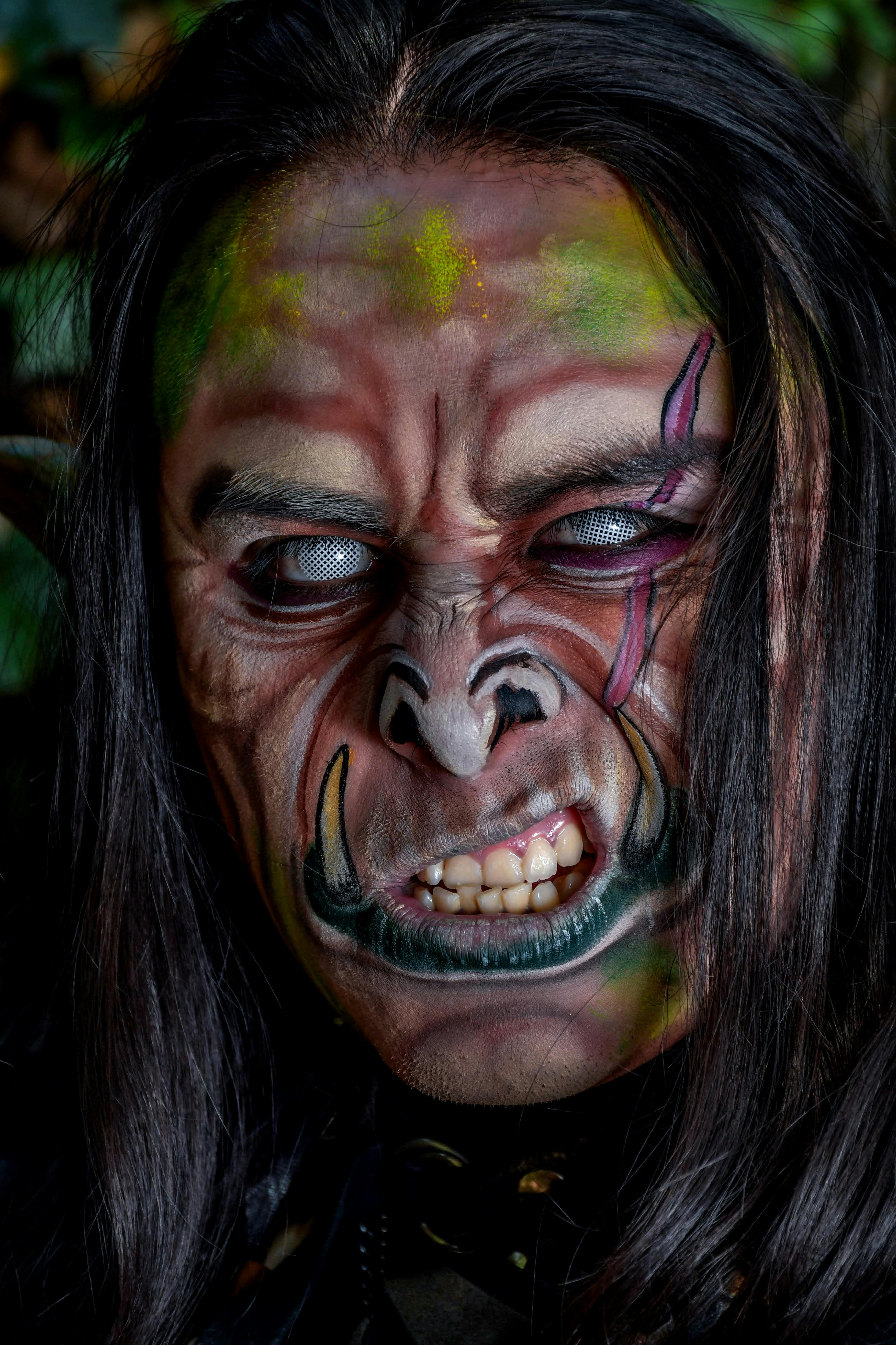 Close-up of a Fierce Ogre Costume Makeup · Free Stock Photo