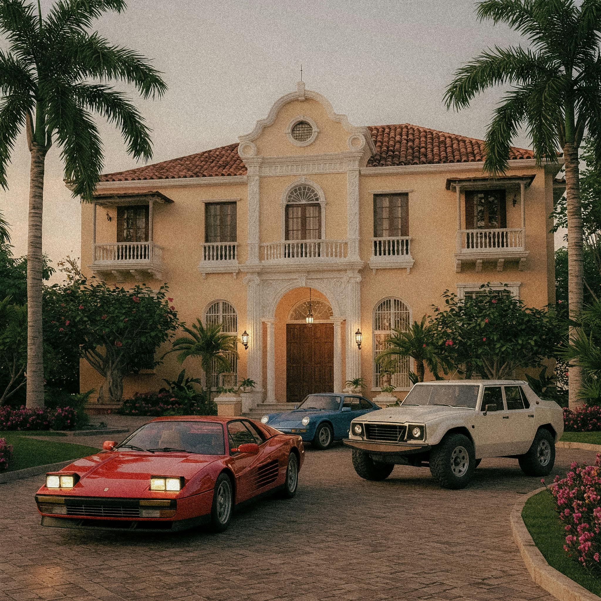 Luxury Cars in Front of Mediterranean Style Mansion · Free Stock Photo