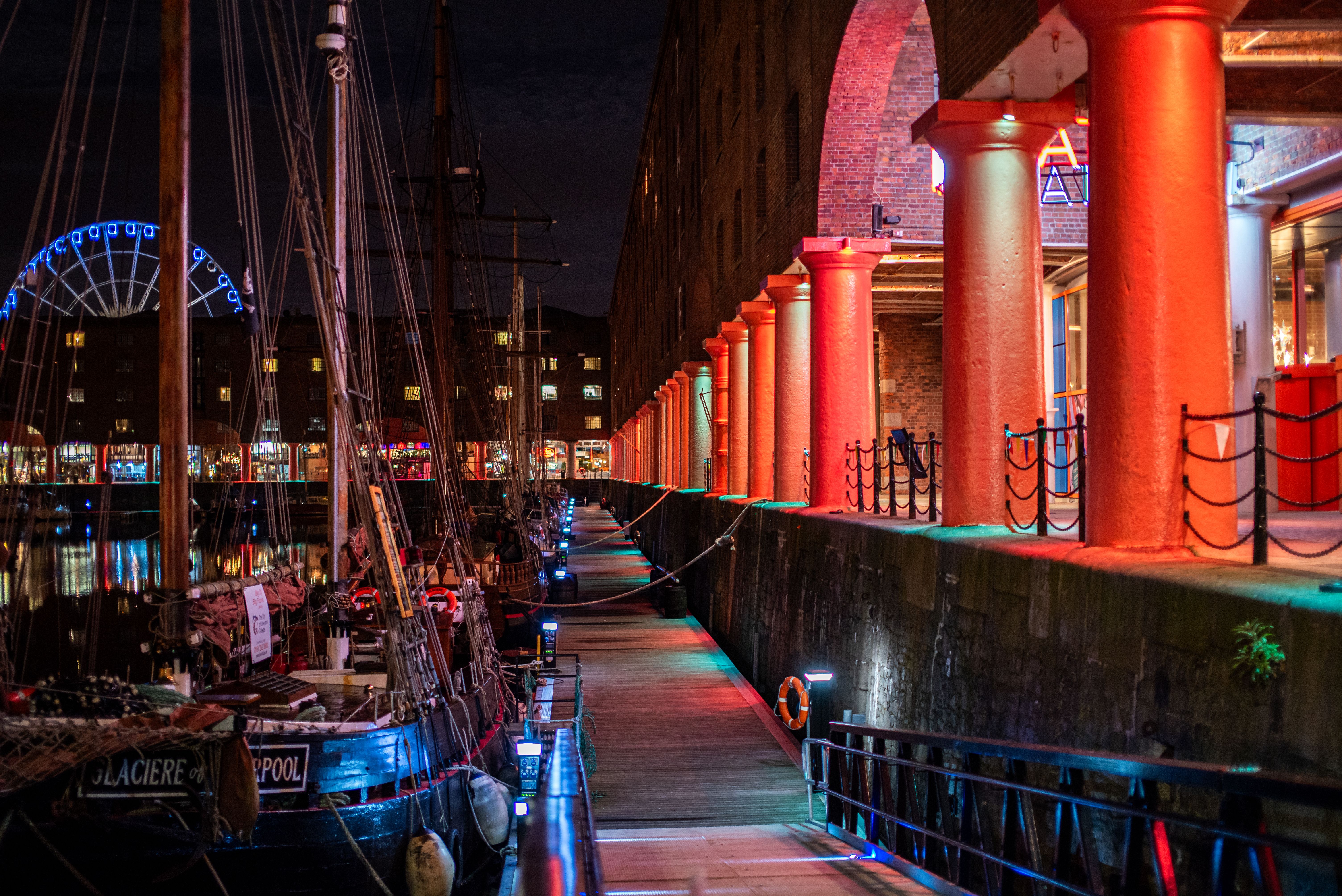 Night View of Liverpool's Royal Albert Dock · Free Stock Photo