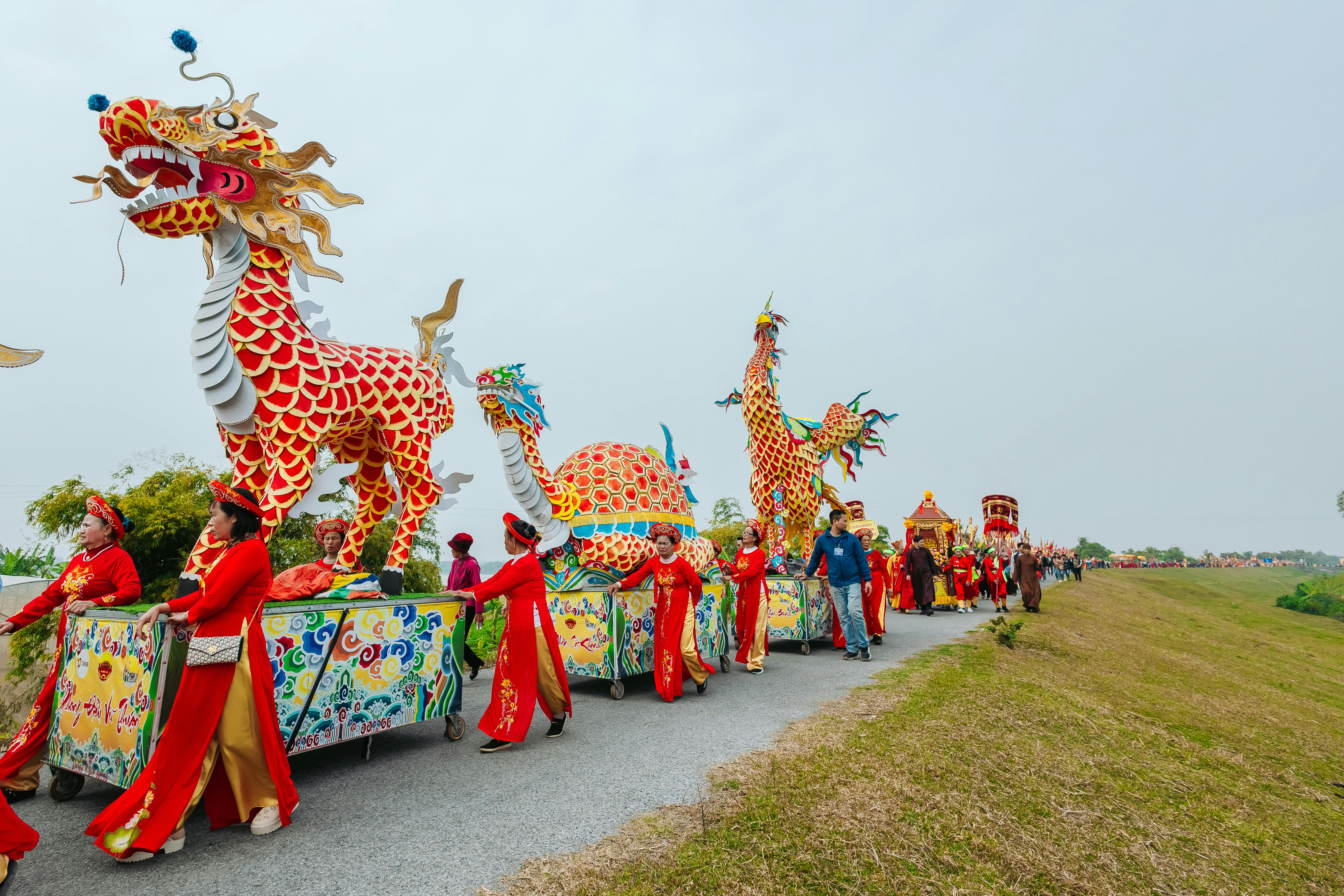 Vibrant Dragon Parade Celebrating Culture · Free Stock Photo