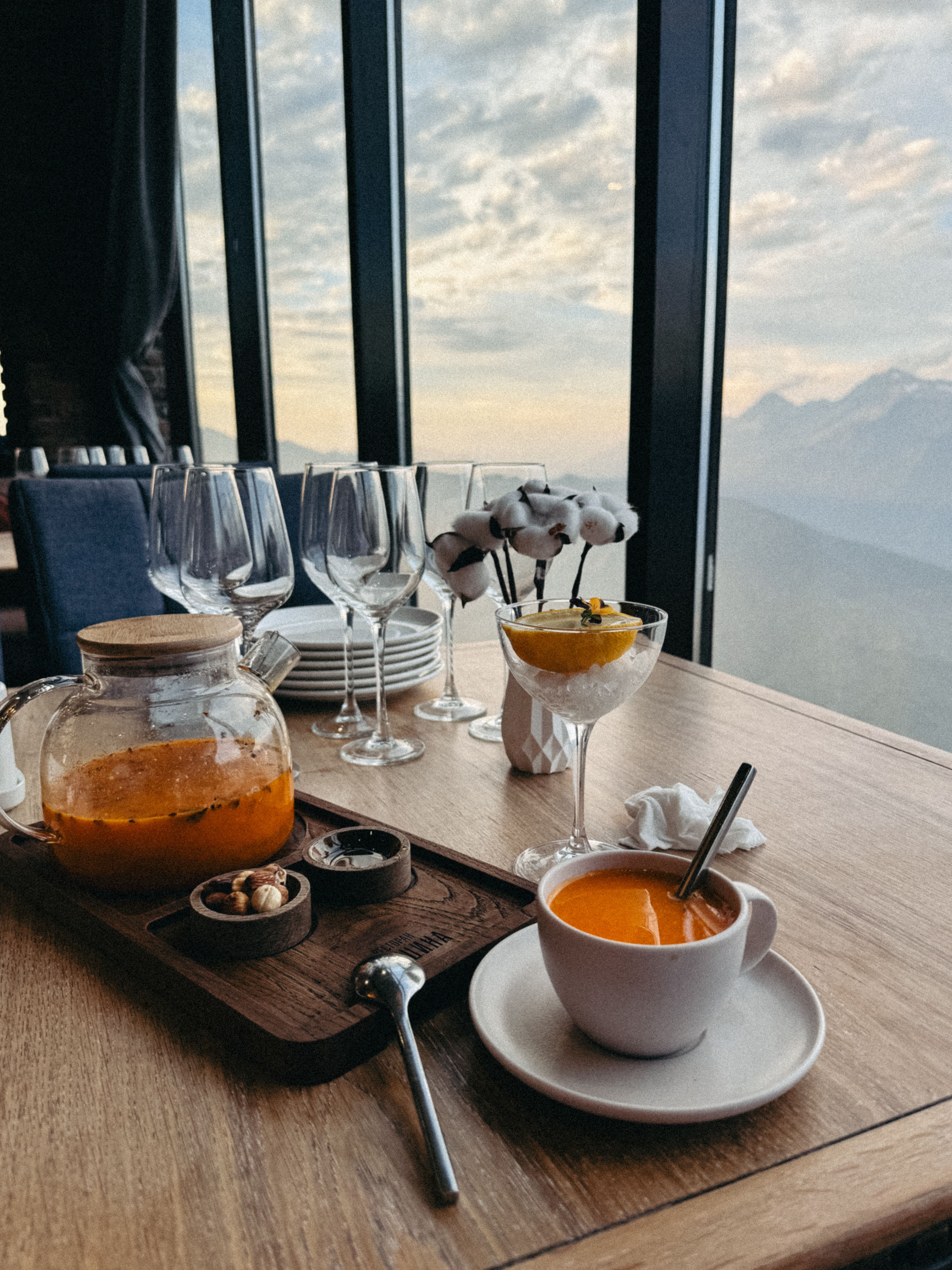 Elegant Dining with Mountain View by the Window · Free Stock Photo