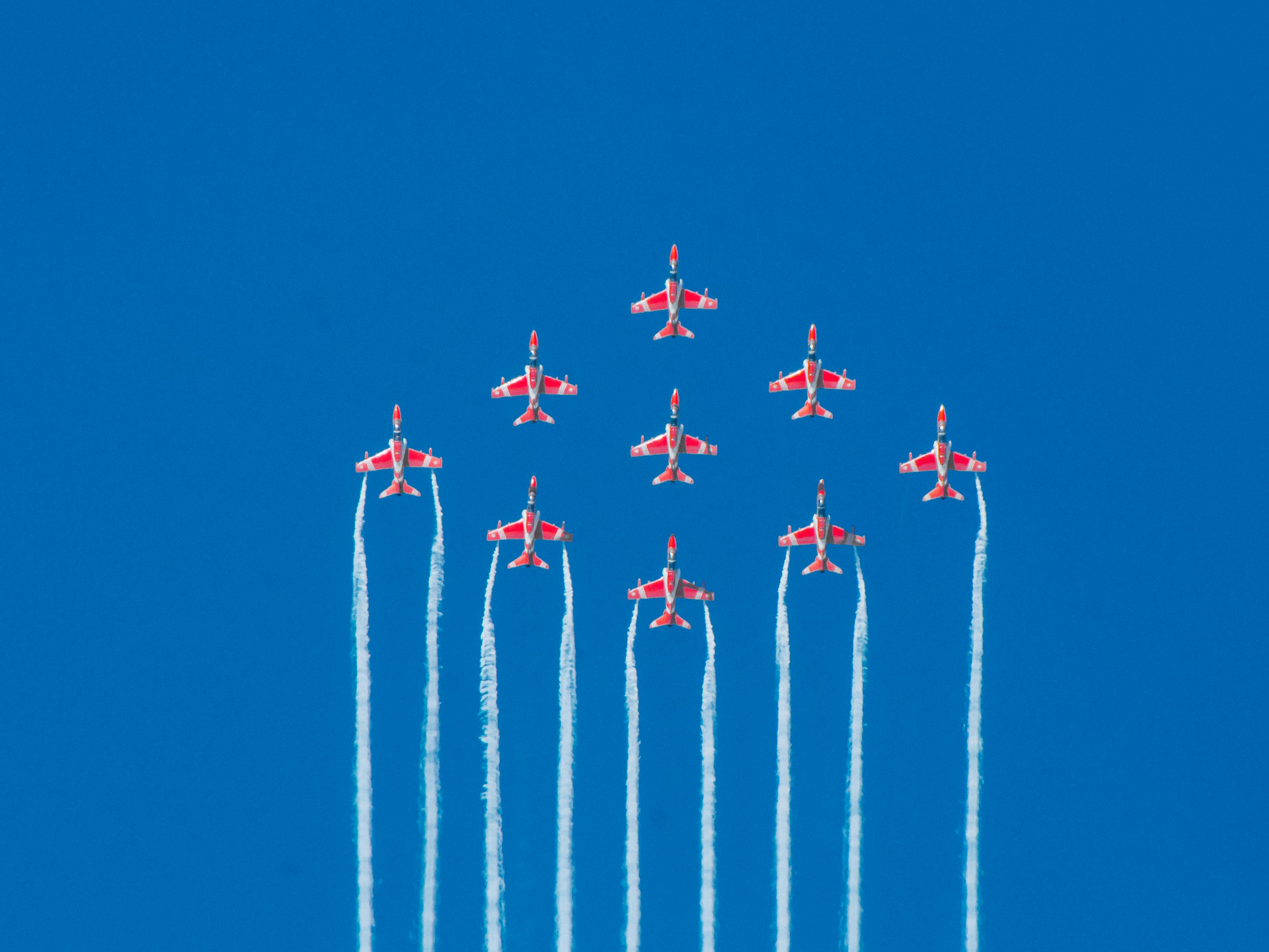 Aerial Display of Fighter Jets in Formation · Free Stock Photo