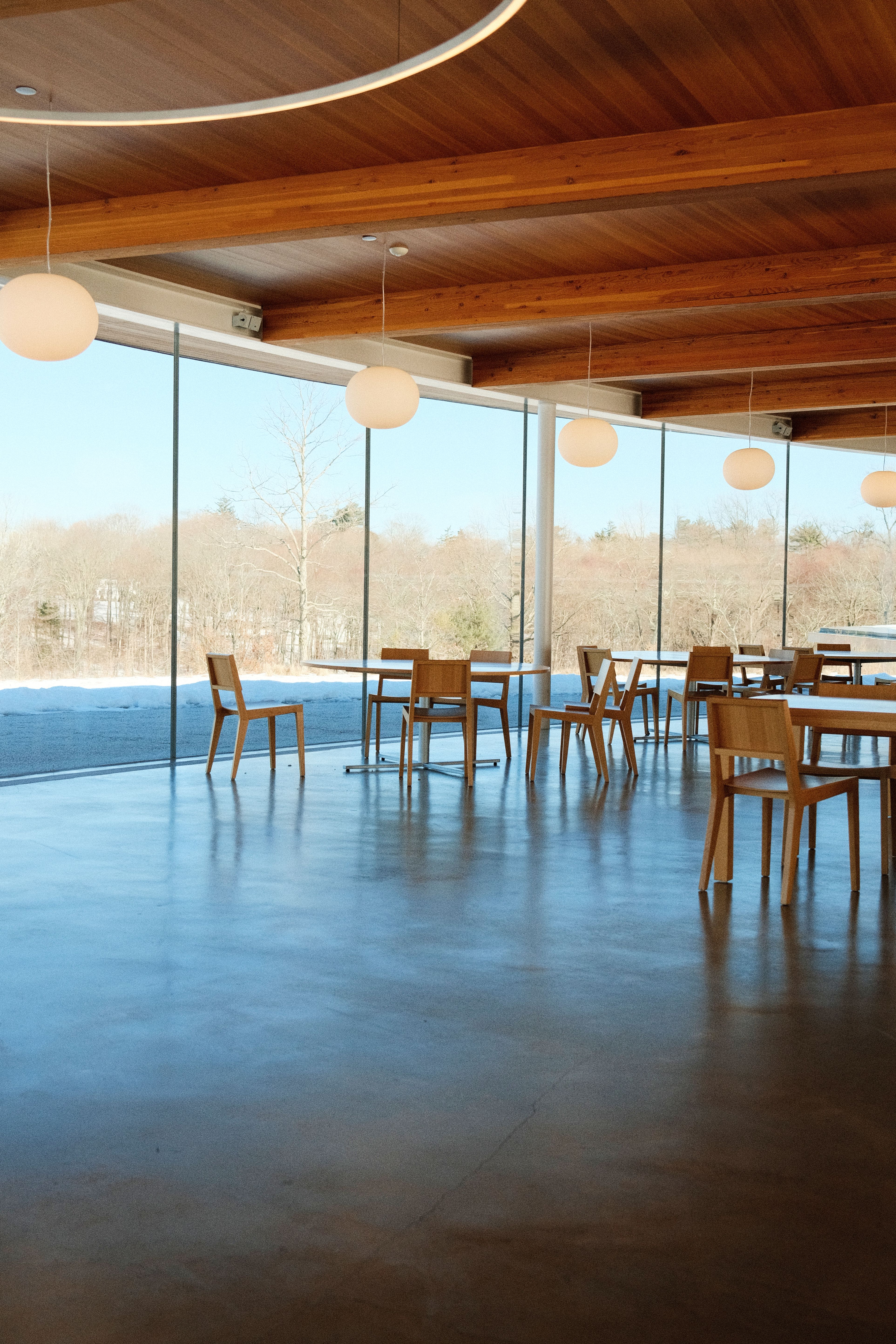Modern Cafe Interior with Panoramic Windows · Free Stock Photo
