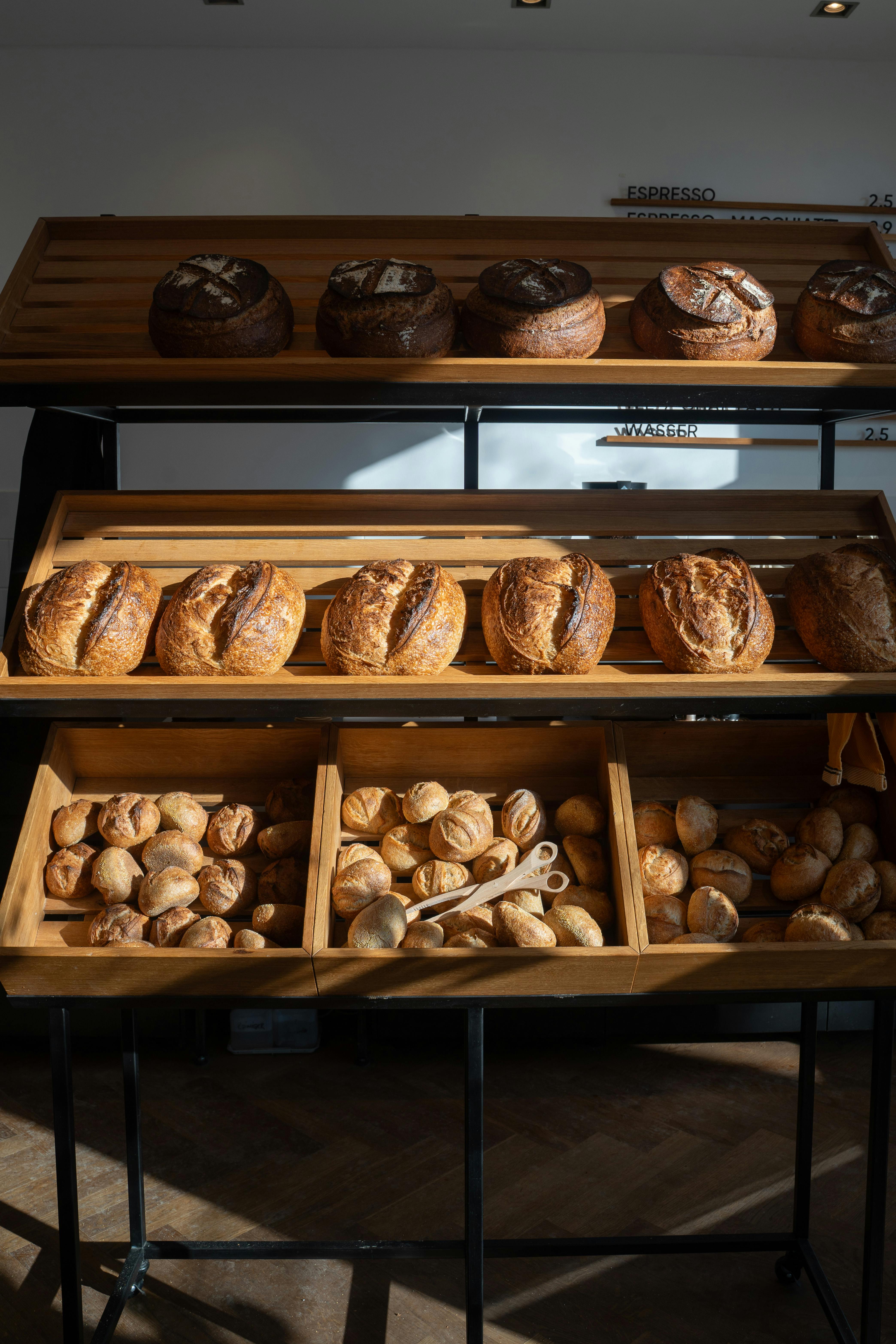 Artisan Bread Display in a Berlin Bakery · Free Stock Photo