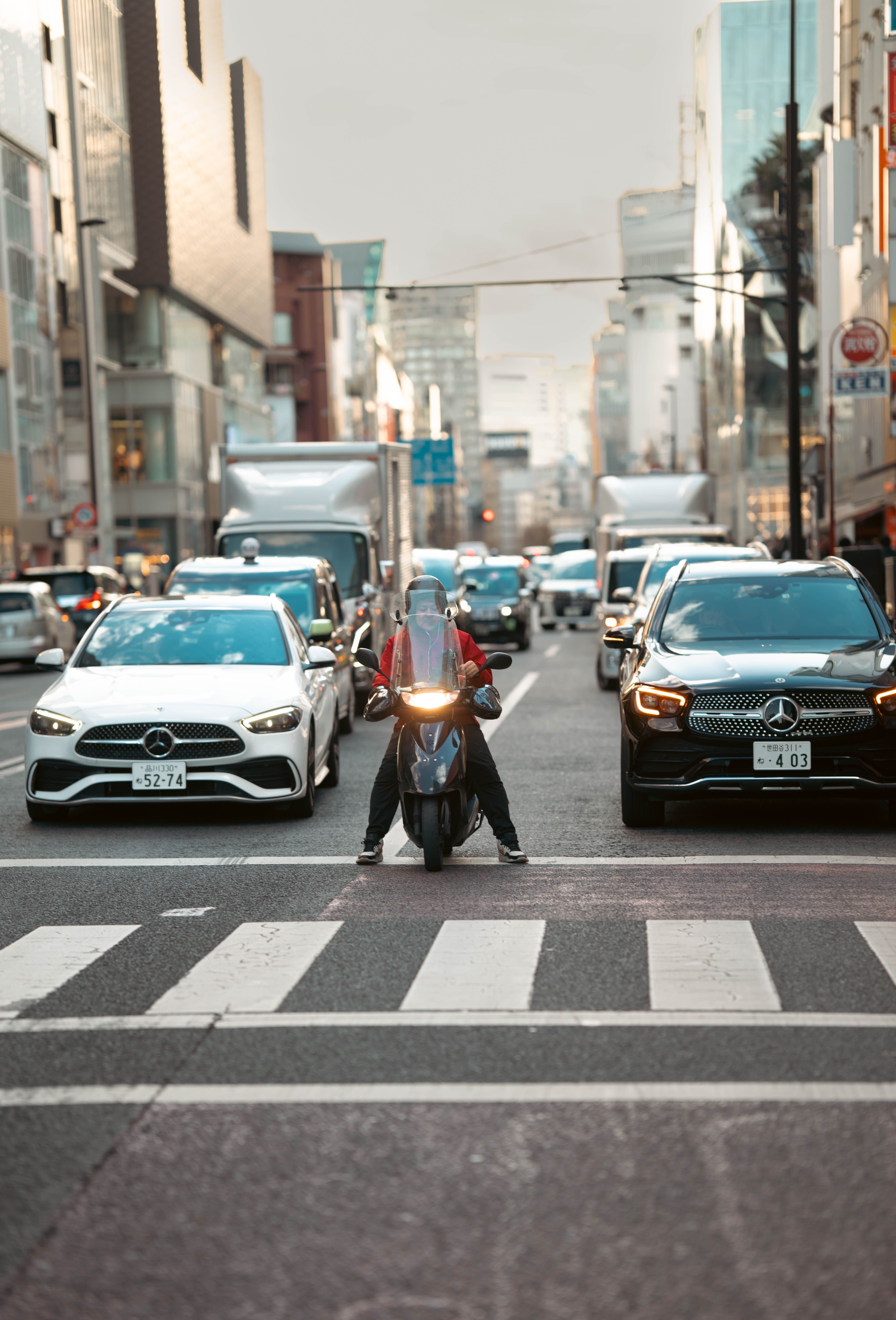 Urban Traffic Scene with Motorbike in Japan · Free Stock Photo