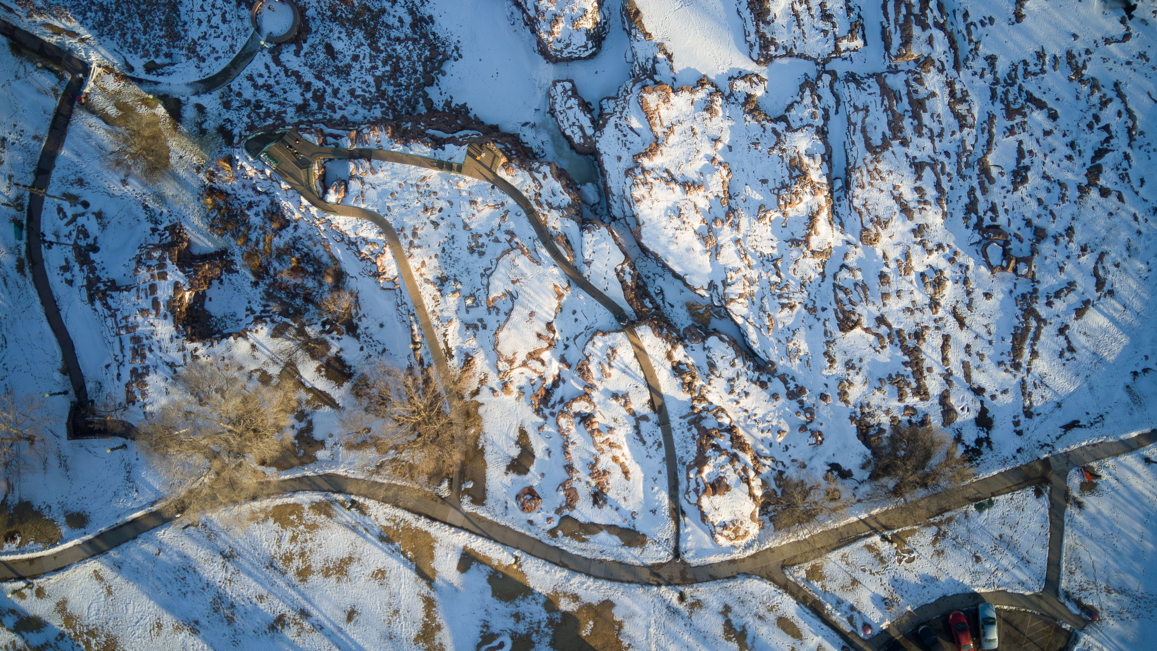 Aerial View of Snow-Covered Winter Landscape · Free Stock Photo