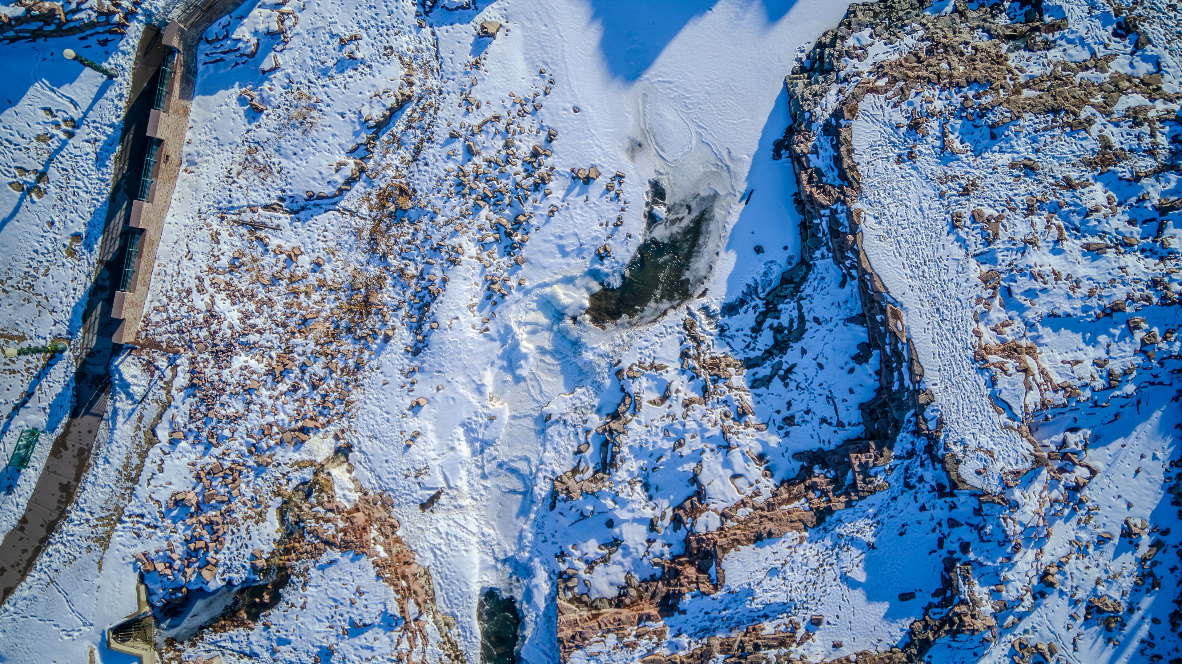 Aerial View of Snow-Covered Winter Canyon · Free Stock Photo