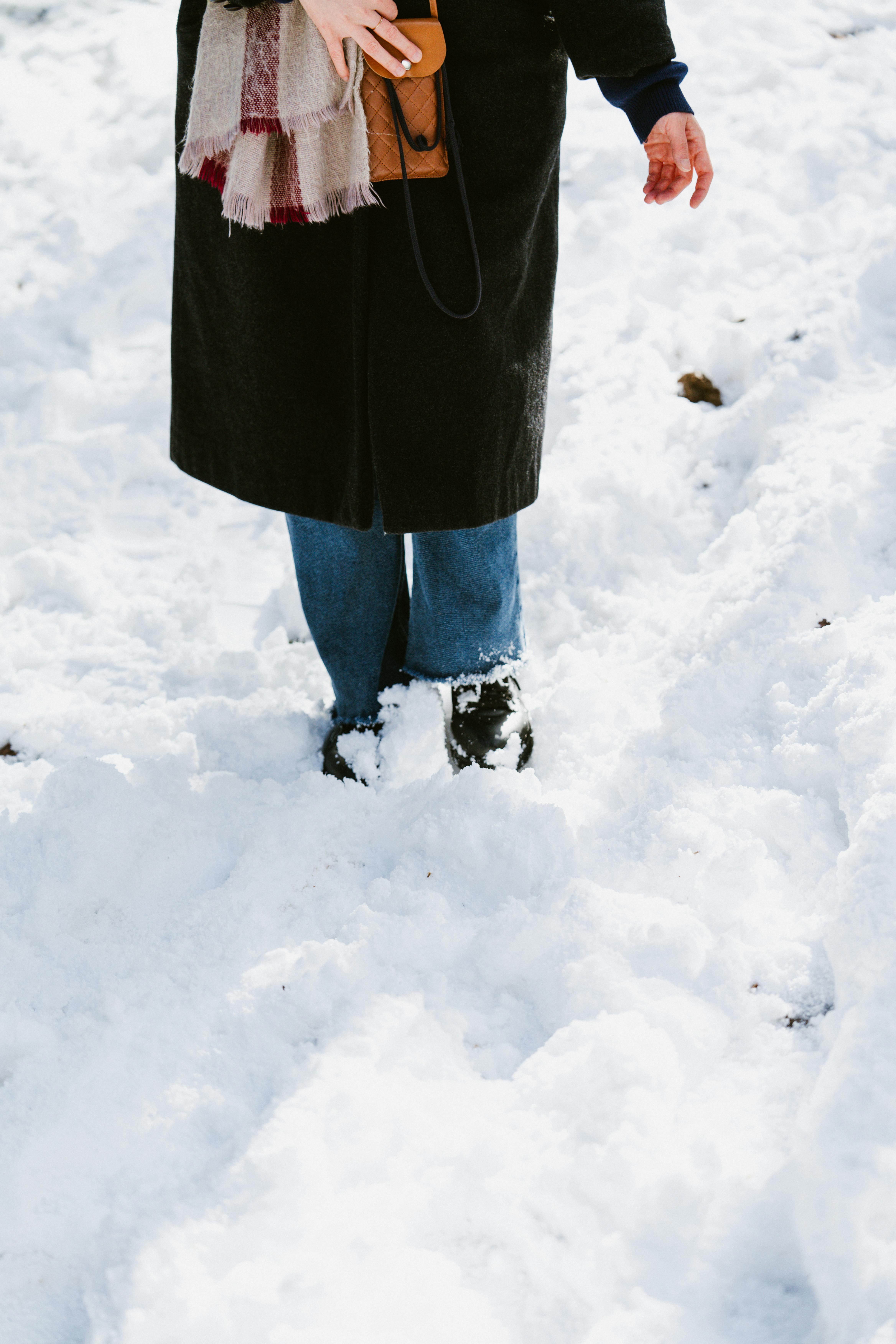 Winter Walk in Fresh Snow with Warm Attire · Free Stock Photo