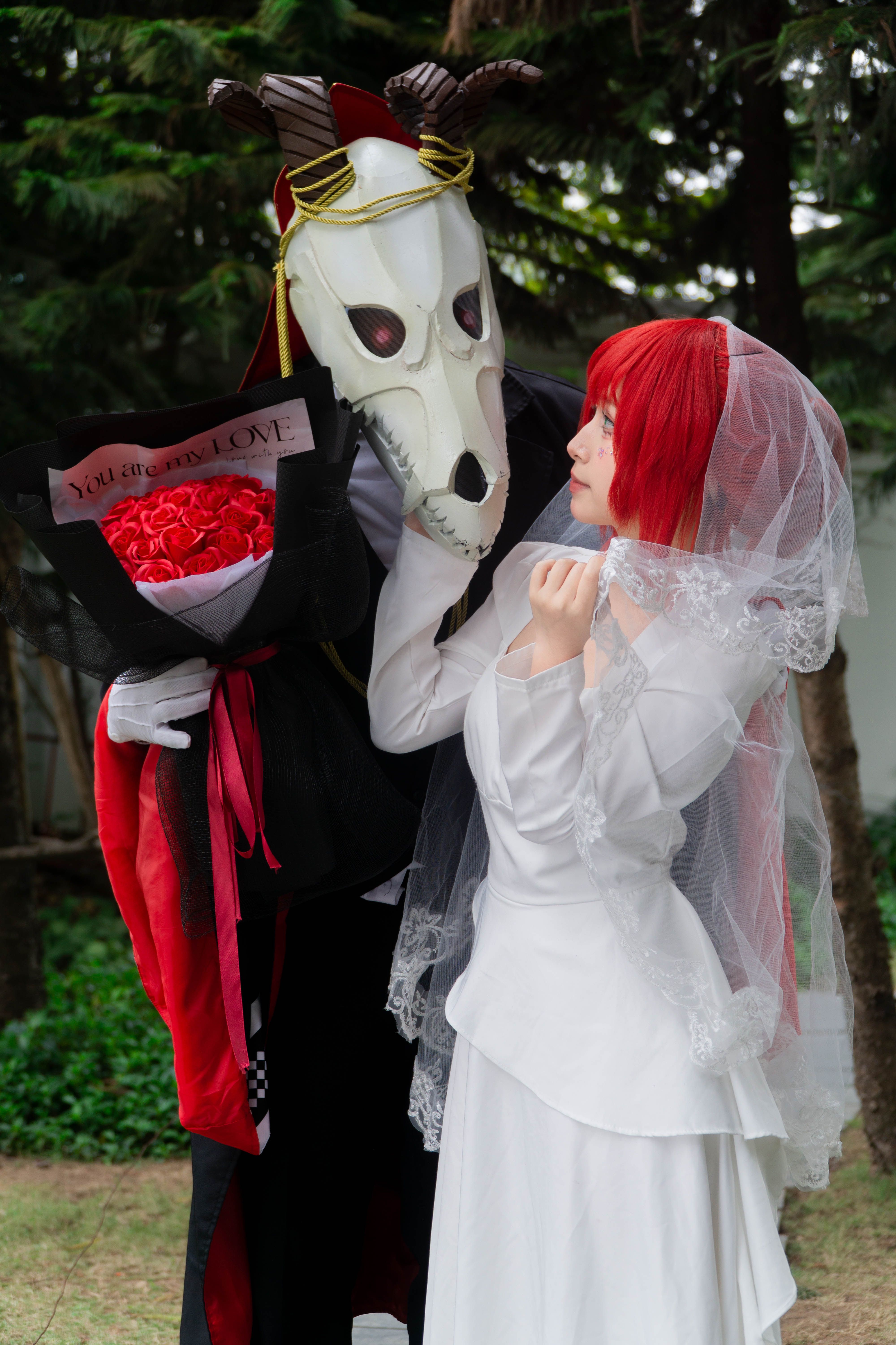Enchanting Cosplay Couples Wedding Outside · Free Stock Photo